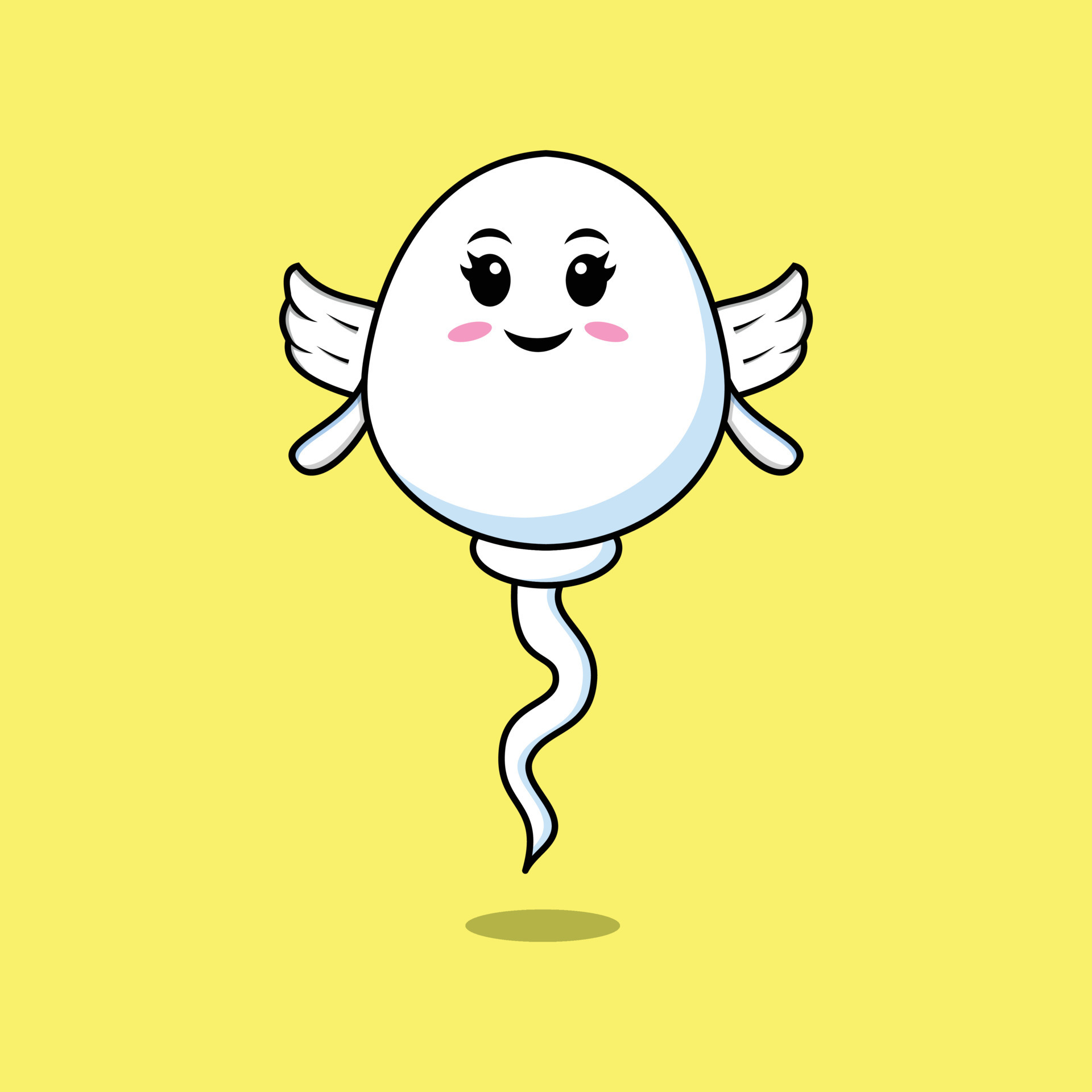 Cute Cartoon Sperm Character Wearing Wings 11340854 Vector Art At Vecteezy