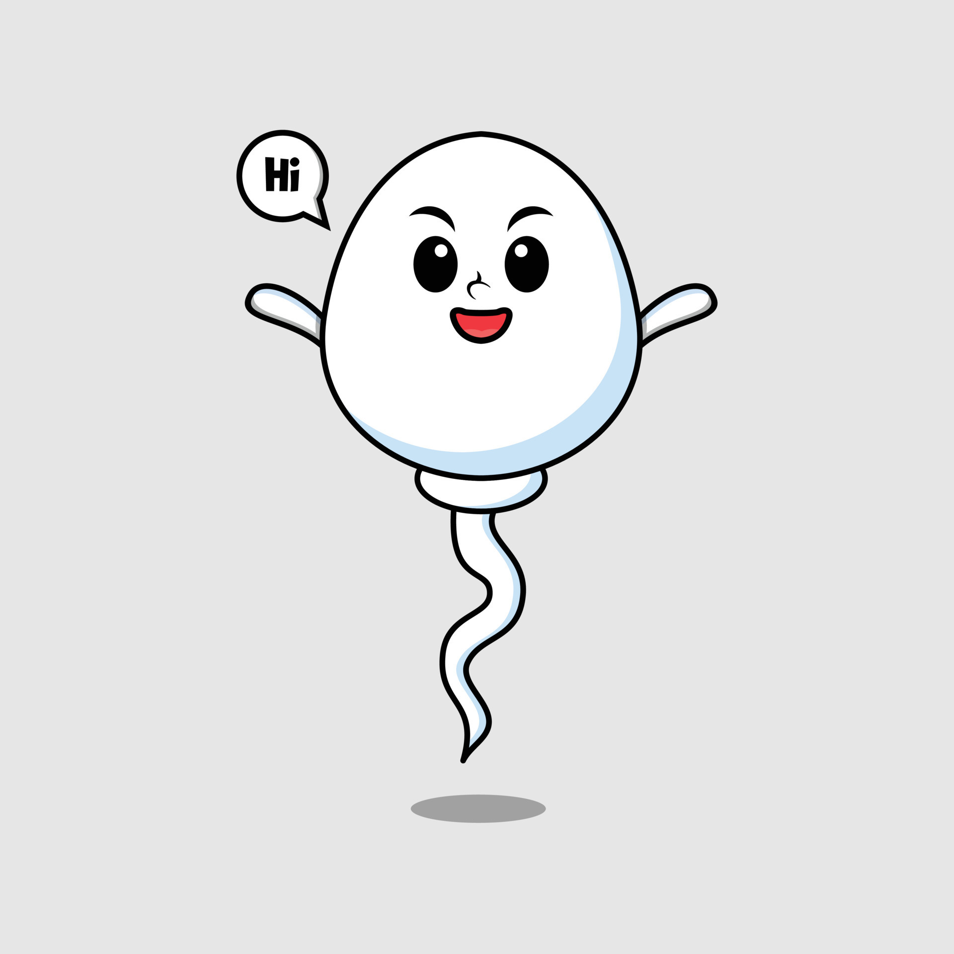 Cute Cartoon Sperm Character With Happy Expression 11340862 Vector Art At Vecteezy