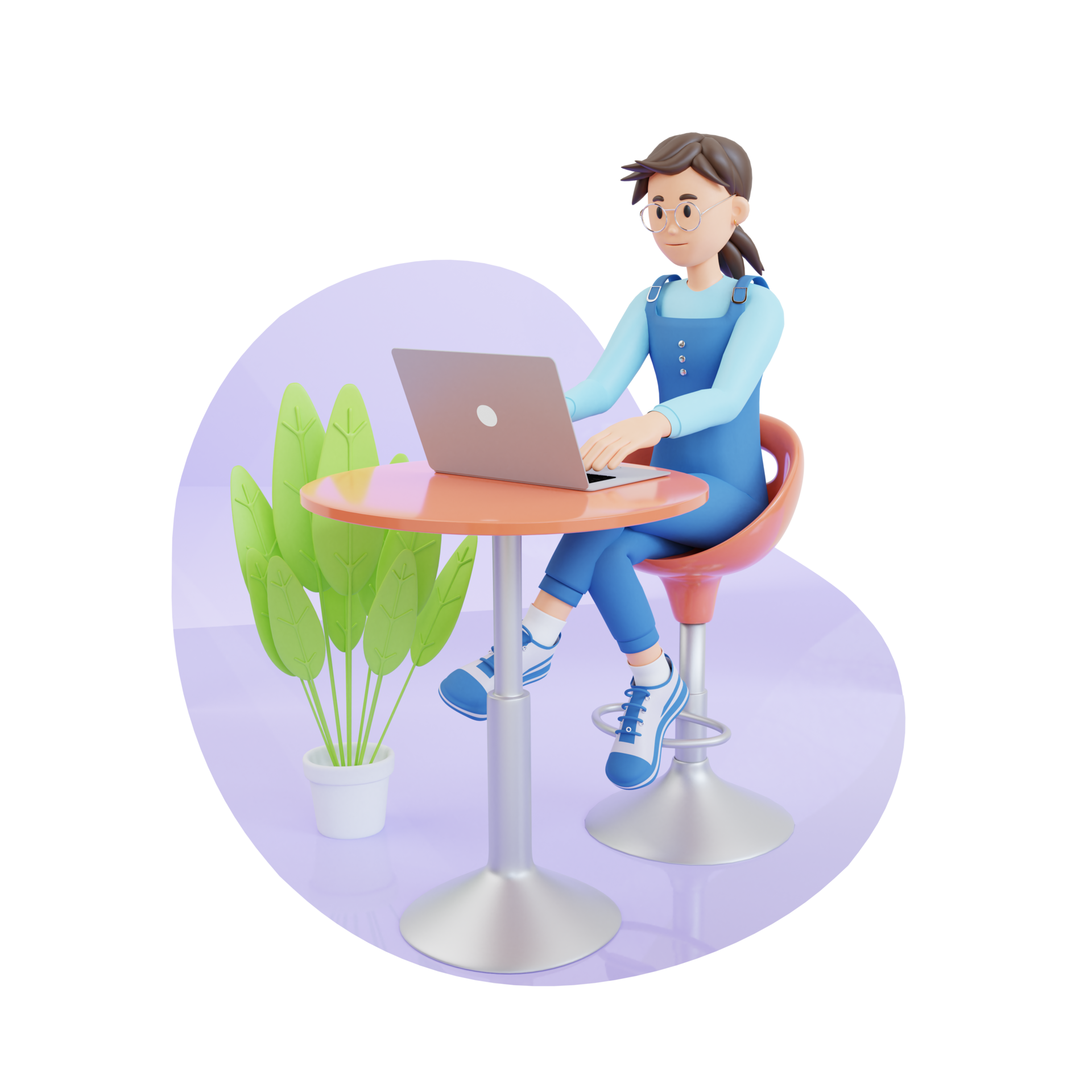 young girl using laptop while sitting on the chair 3d character ... young girl using laptop while sitting on the chair 3d character ...