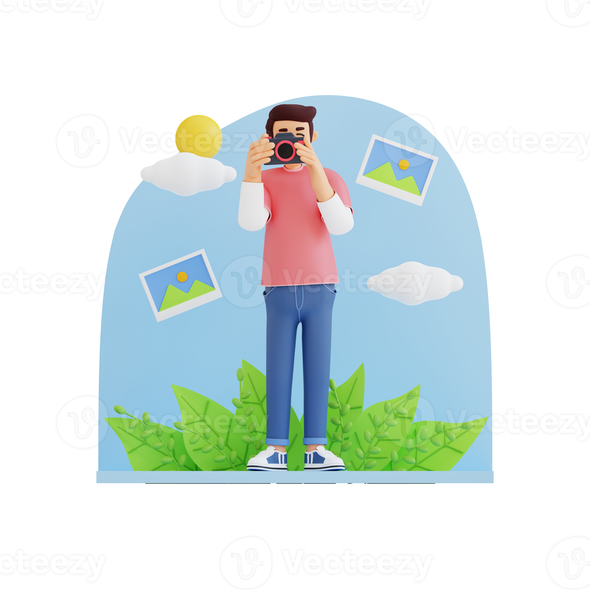 Young Man Holding Camera 3d Character Illustration 11345054 Png