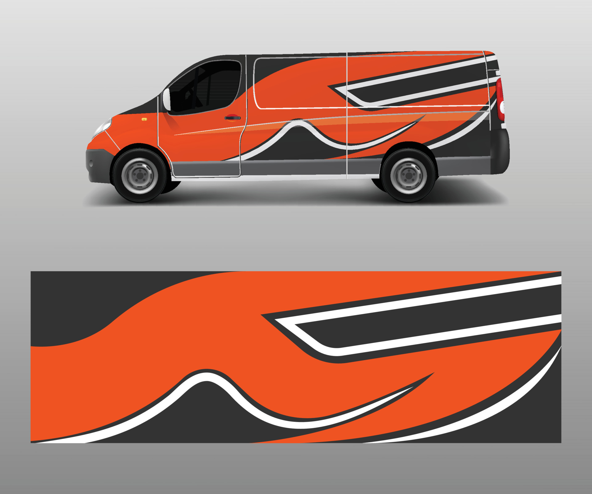 Van Wrap Design Template Vector With Wave Shapes Decal Wrap And Van Wrap Design Template Vector With Wave Shapes Decal Wrap And