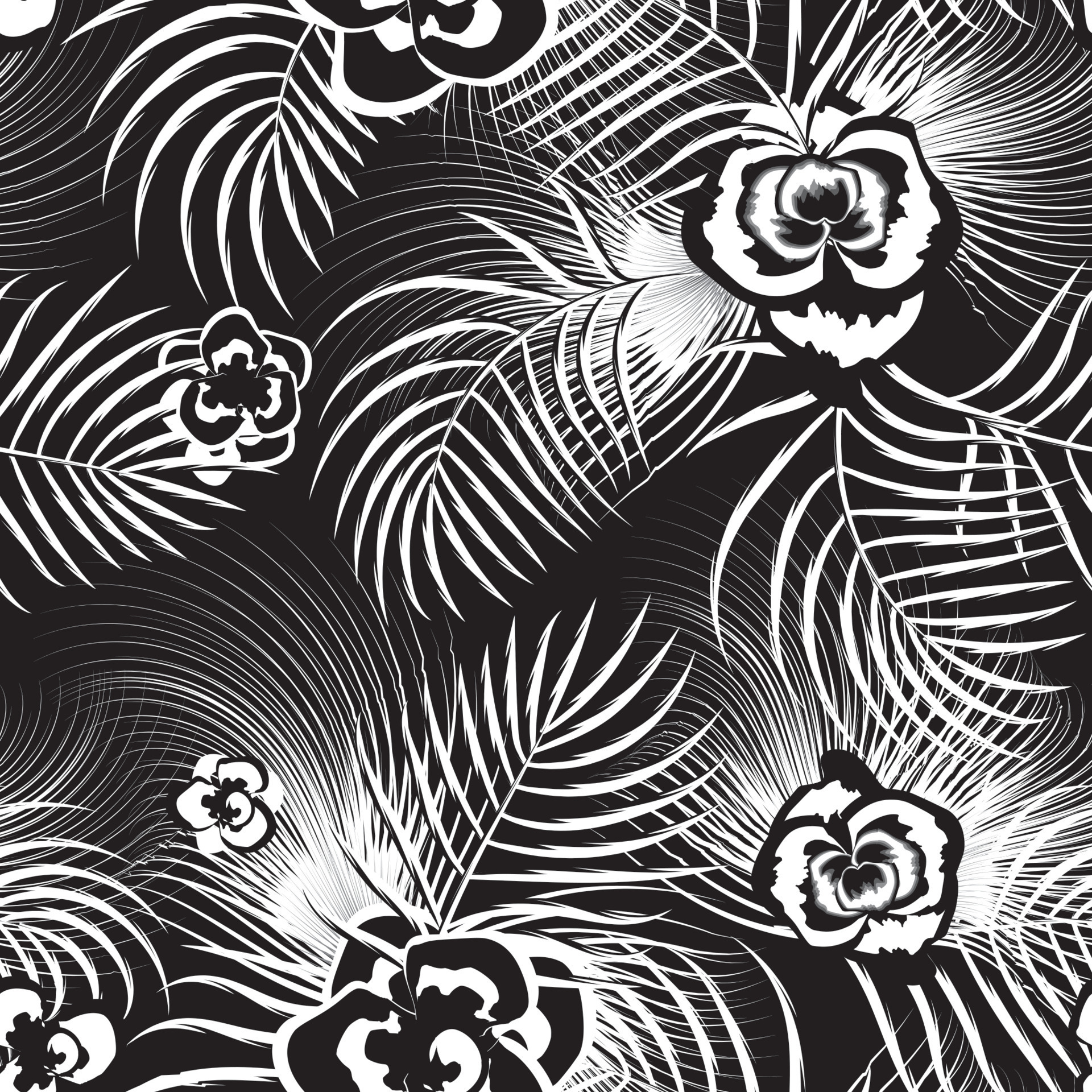 vintage abstract tropical seamless pattern with black white palm leaves ... vintage abstract tropical seamless pattern with black white palm leaves ...