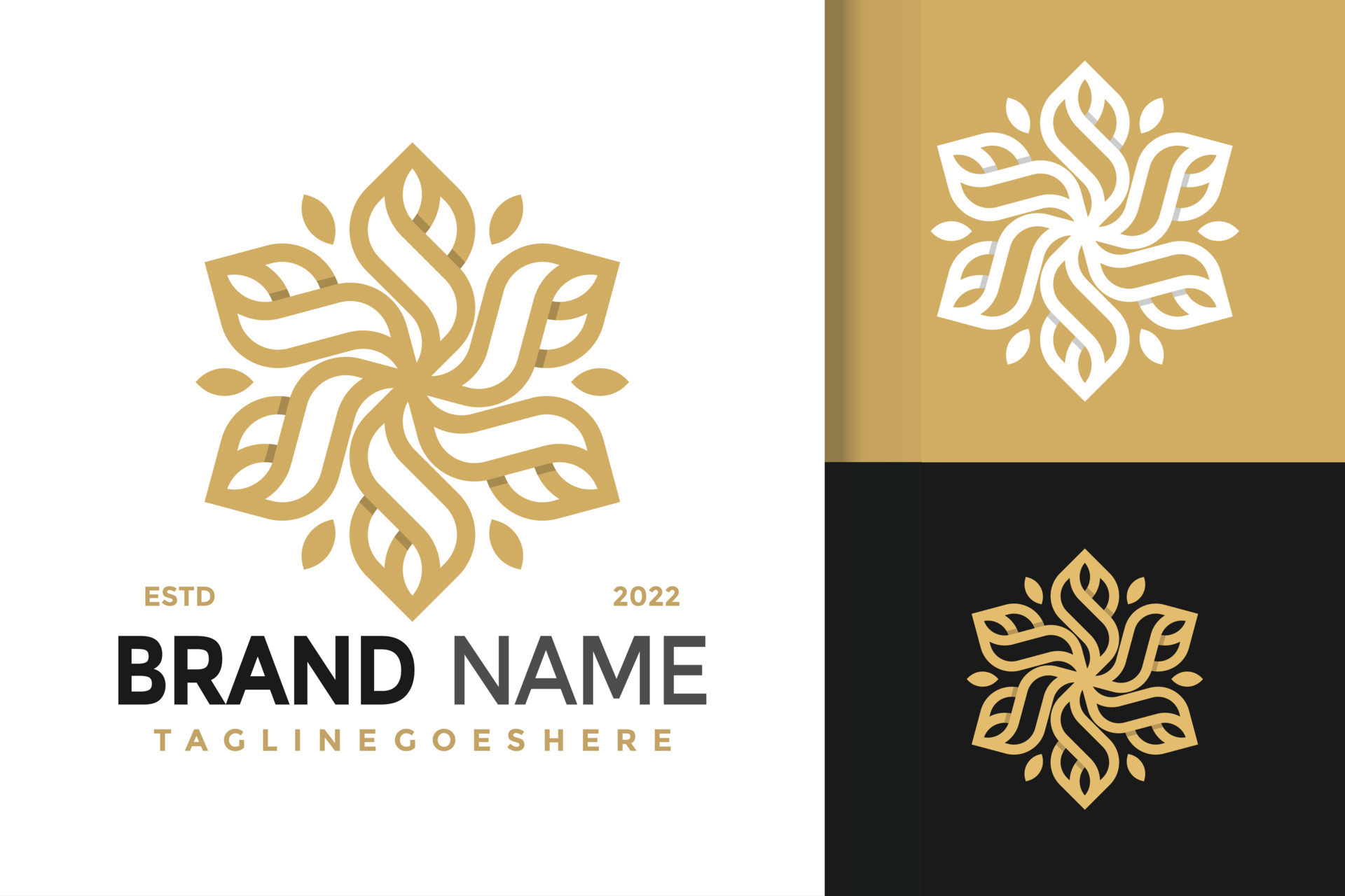 elegante diseño de logotipo de adorno floral, vector de logotipos de ...