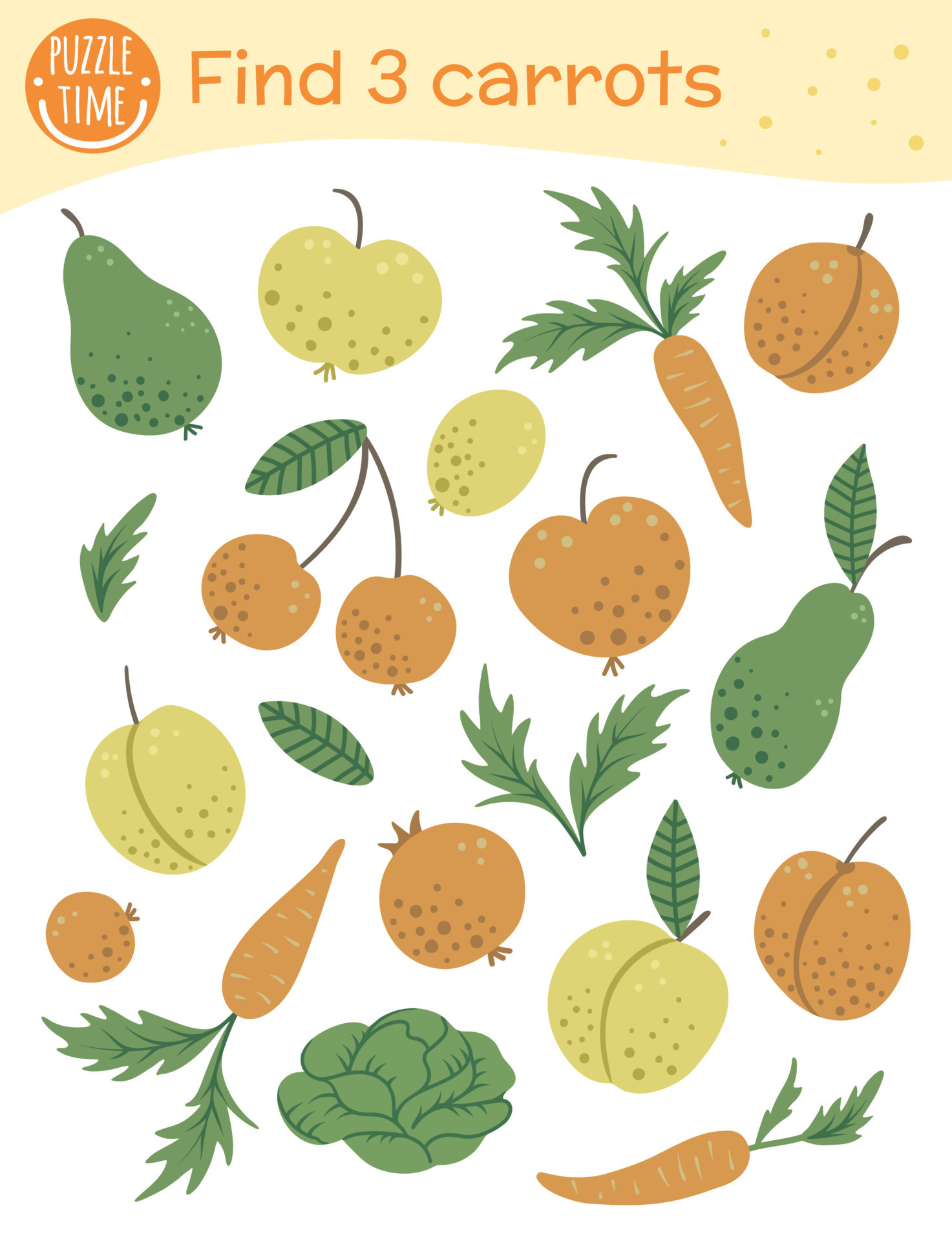 Search and find activity for preschool children with fruit and ...