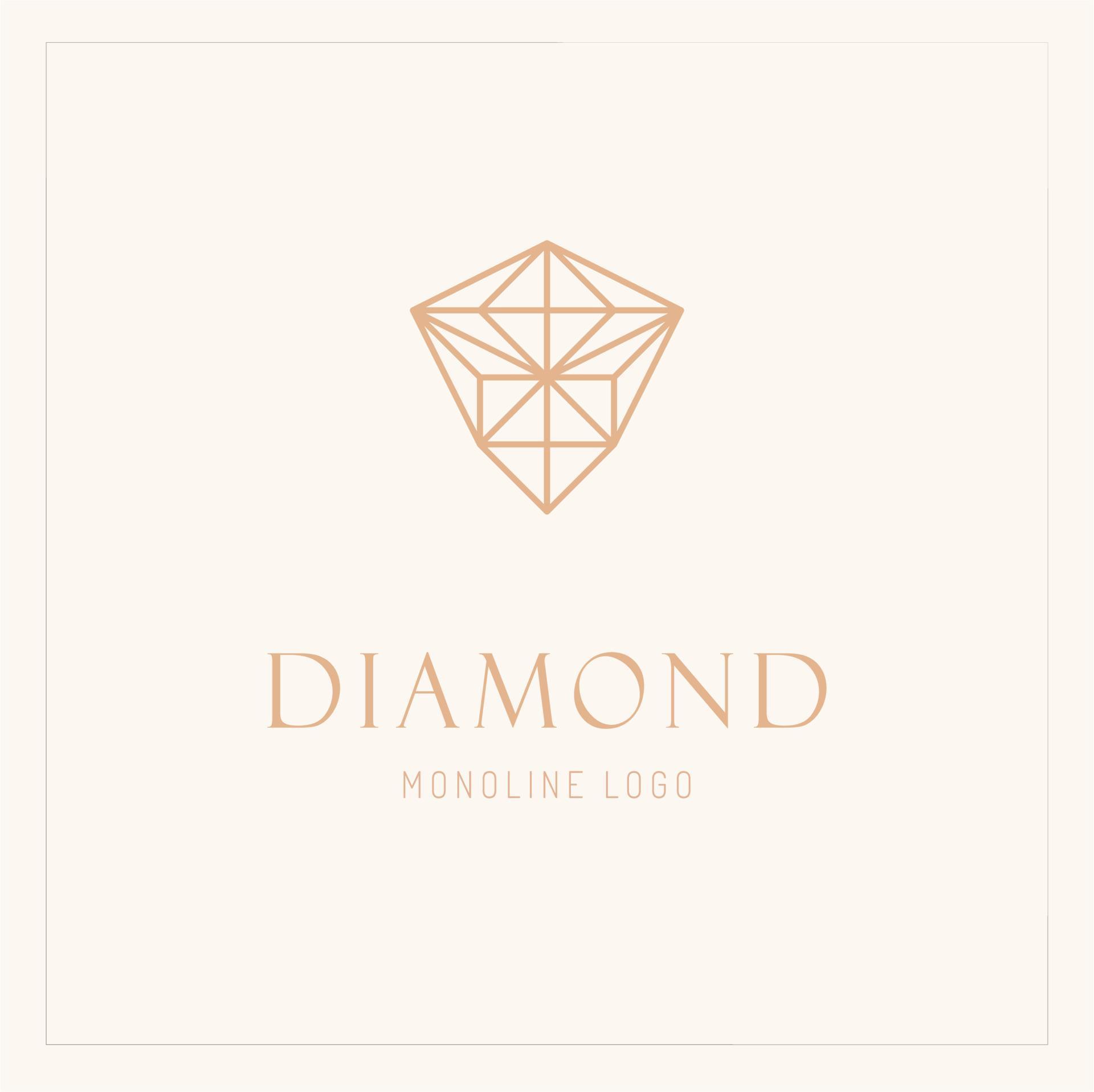 Line Art Diamond Logo Vector Design. Abstract Monoline Diamond Emblem, Designs Concept. Geometry ...