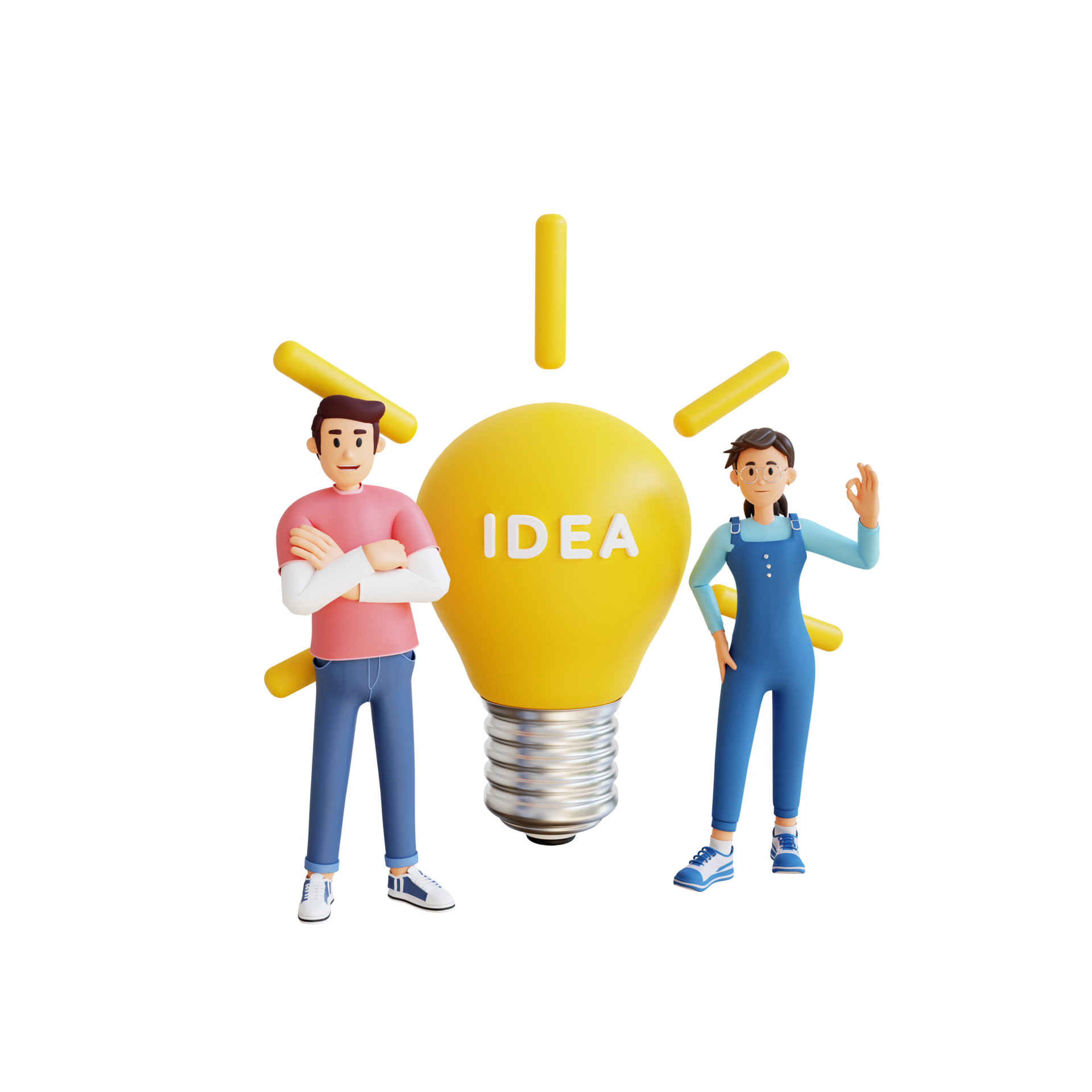 mann und frauen haben eine idee und strategie 3d-charakterillustration 11354357 PNG