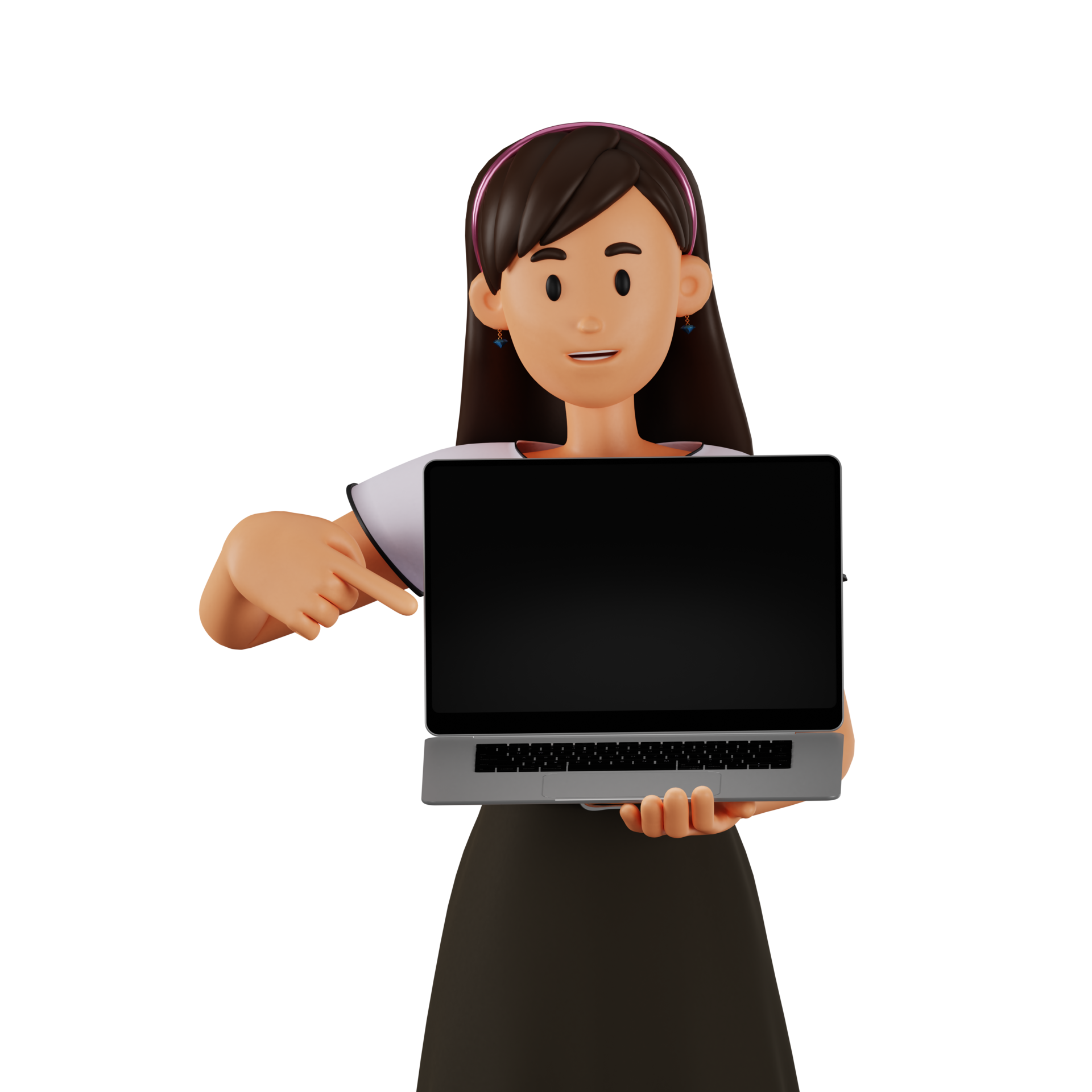 Young woman holding laptop 3d cartoon character illustration 11354493 PNG Young woman holding laptop 3d cartoon character illustration 11354493 PNG