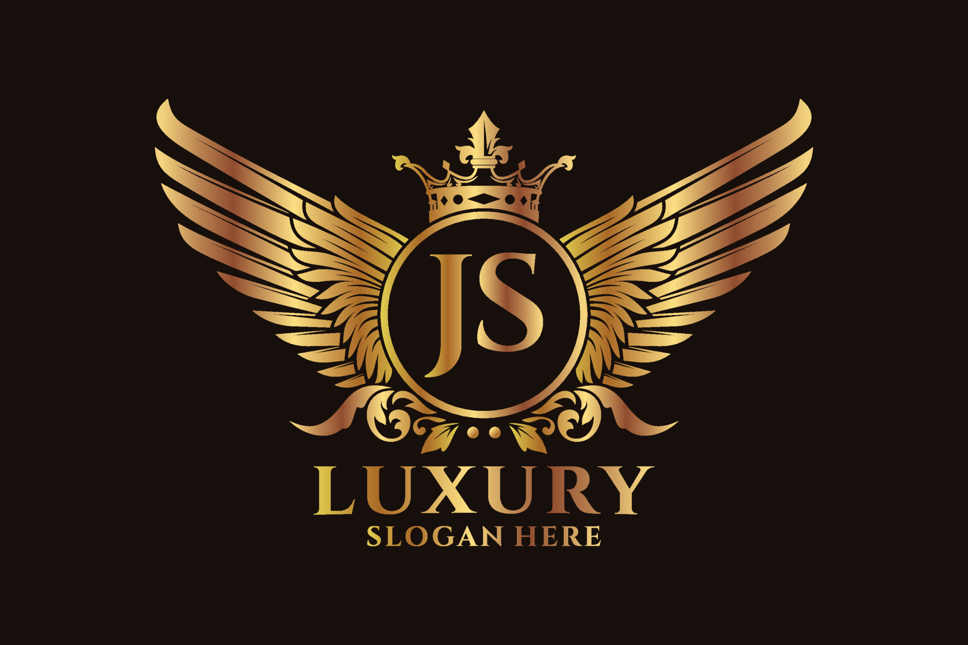 Luxury royal wing Letter JS crest Gold color Logo vector, Victory logo ...