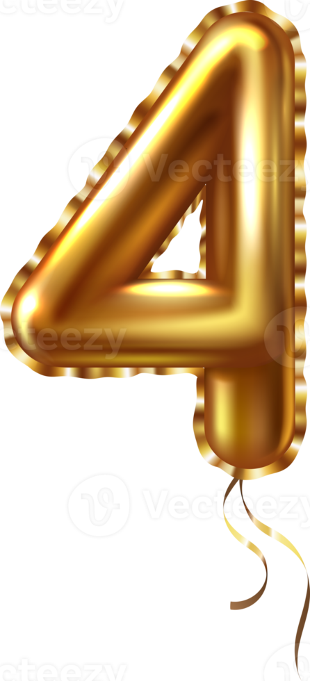 Globo Dorado Número Cuatro 11356646 Png