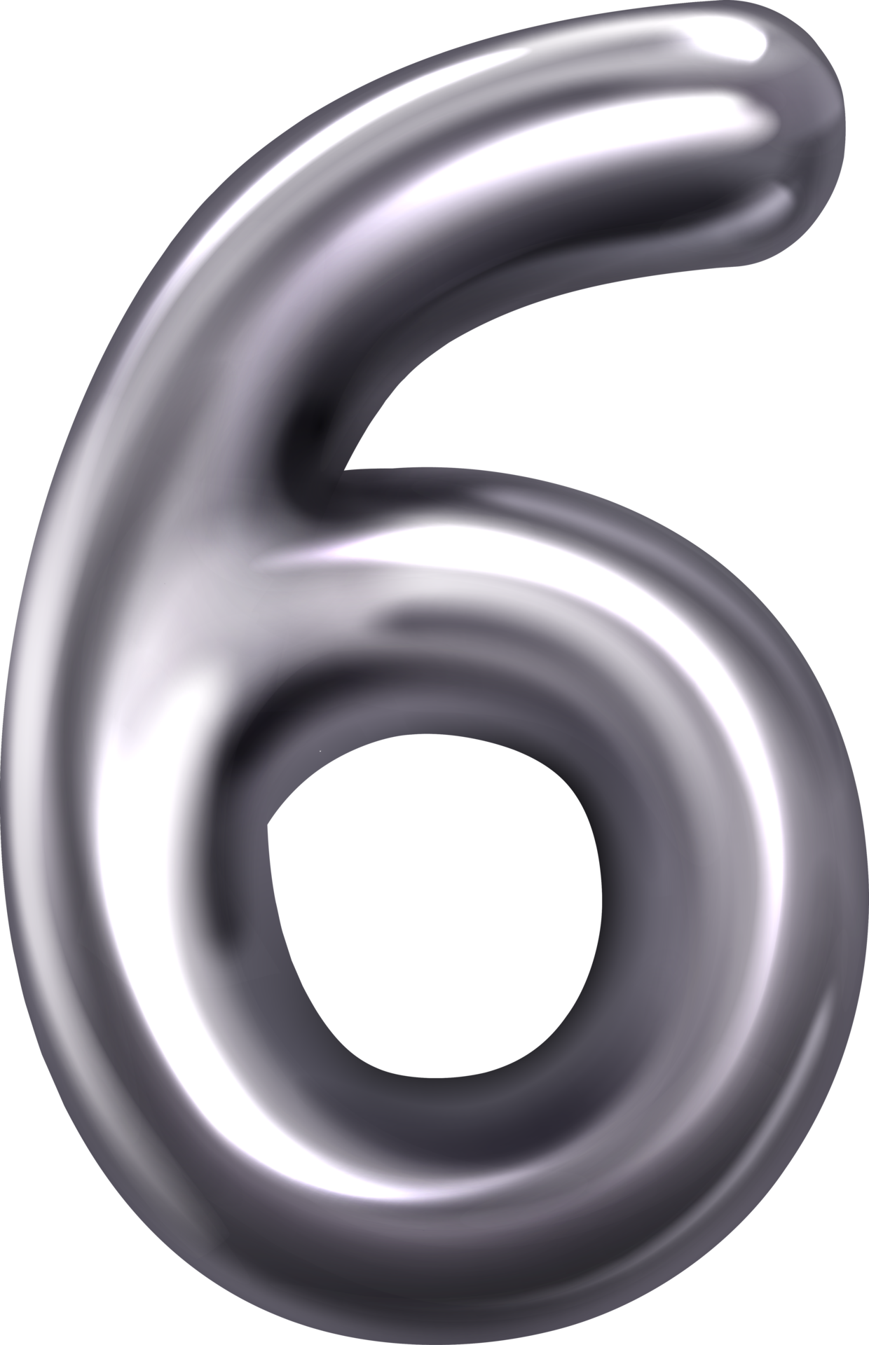 Silver metal number six 11356683 PNG