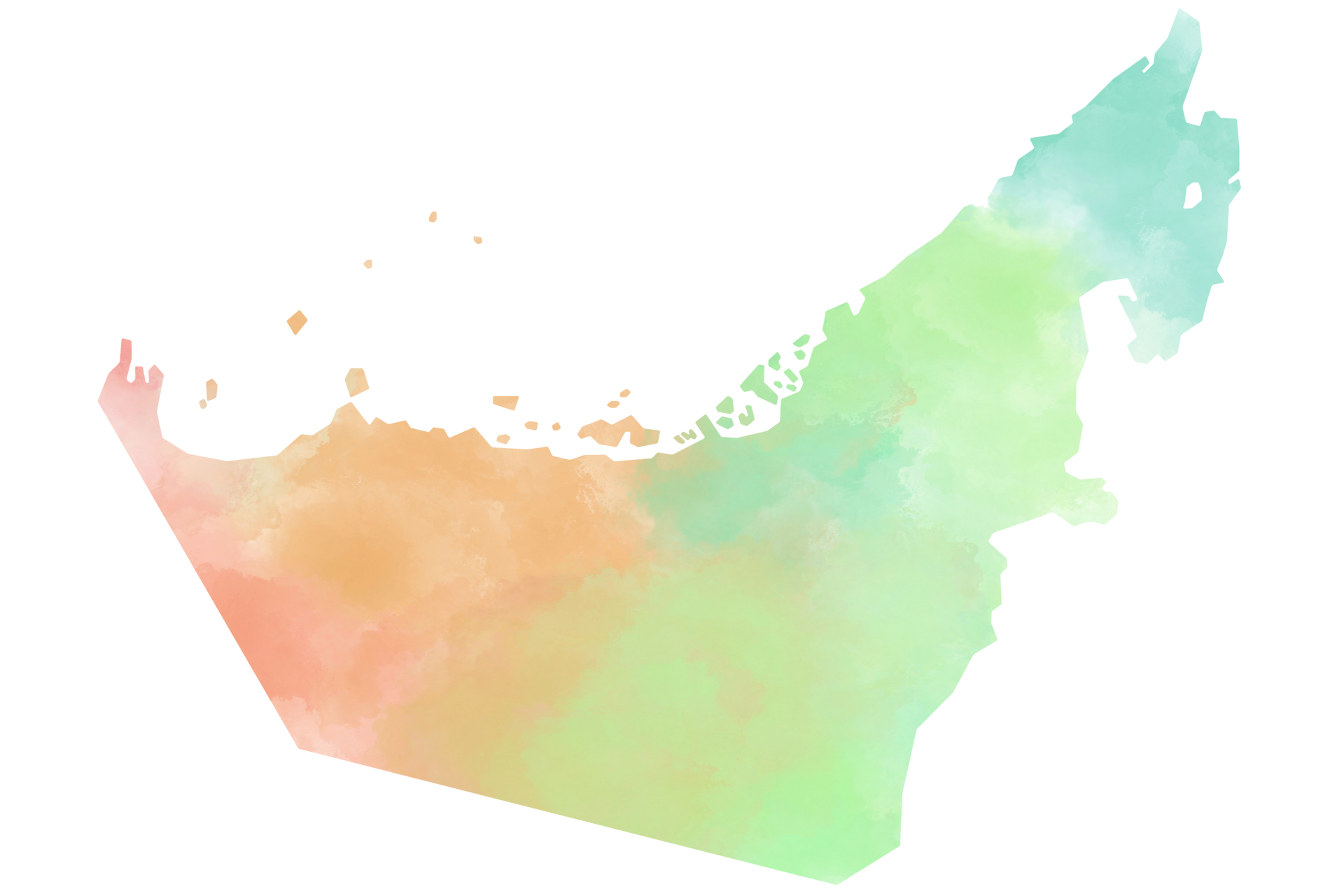 United Arab Emirates Map Water Color Illustration Styles Isolated On