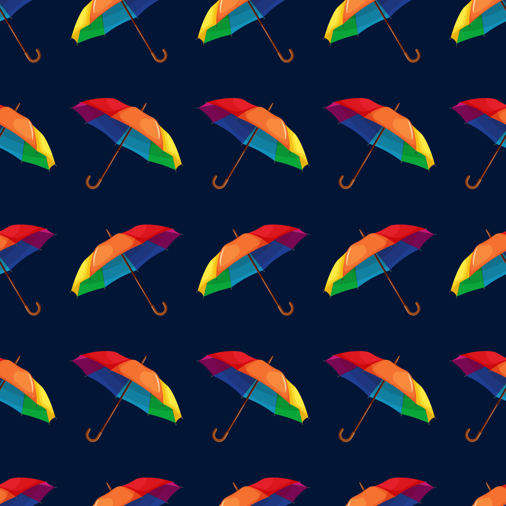 Seamless pattern with rainbow umbrella on blue dark background 11358082 ...