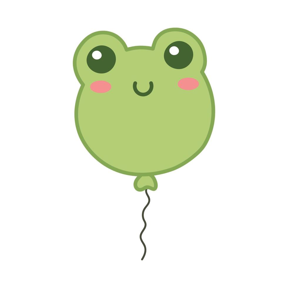 Globo De Rana Kawaii Estilo De Dibujos Animados Ilustración De Vector Lindo Aislado Sobre Fondo