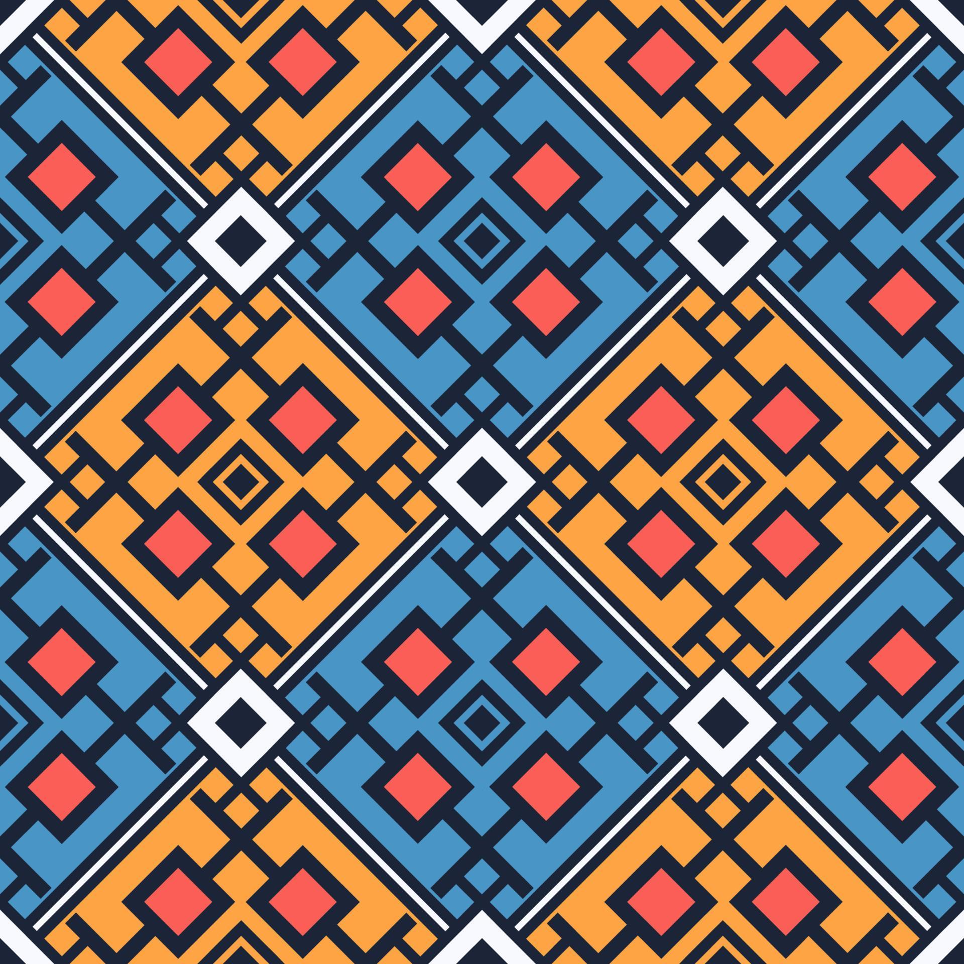Abstract Geometric Ethnic Line Square Shape Seamless Pattern Colorful Background Use For Fabric