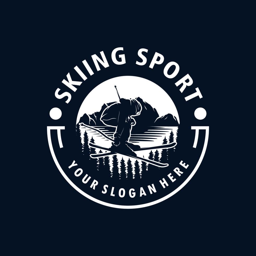 A man playing Ski in the mountain logo design 11373485 Vector Art at ...
