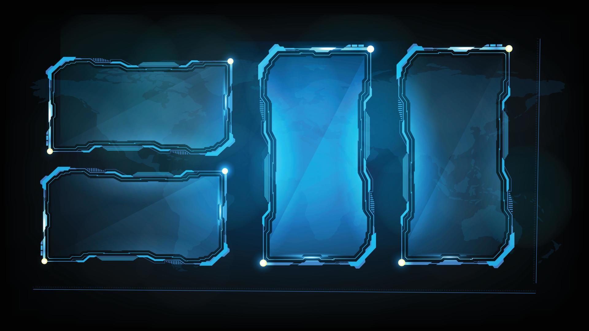 Abstract futuristic background of blue glowing technology sci fi frame hud ui 11376957 Vector ...