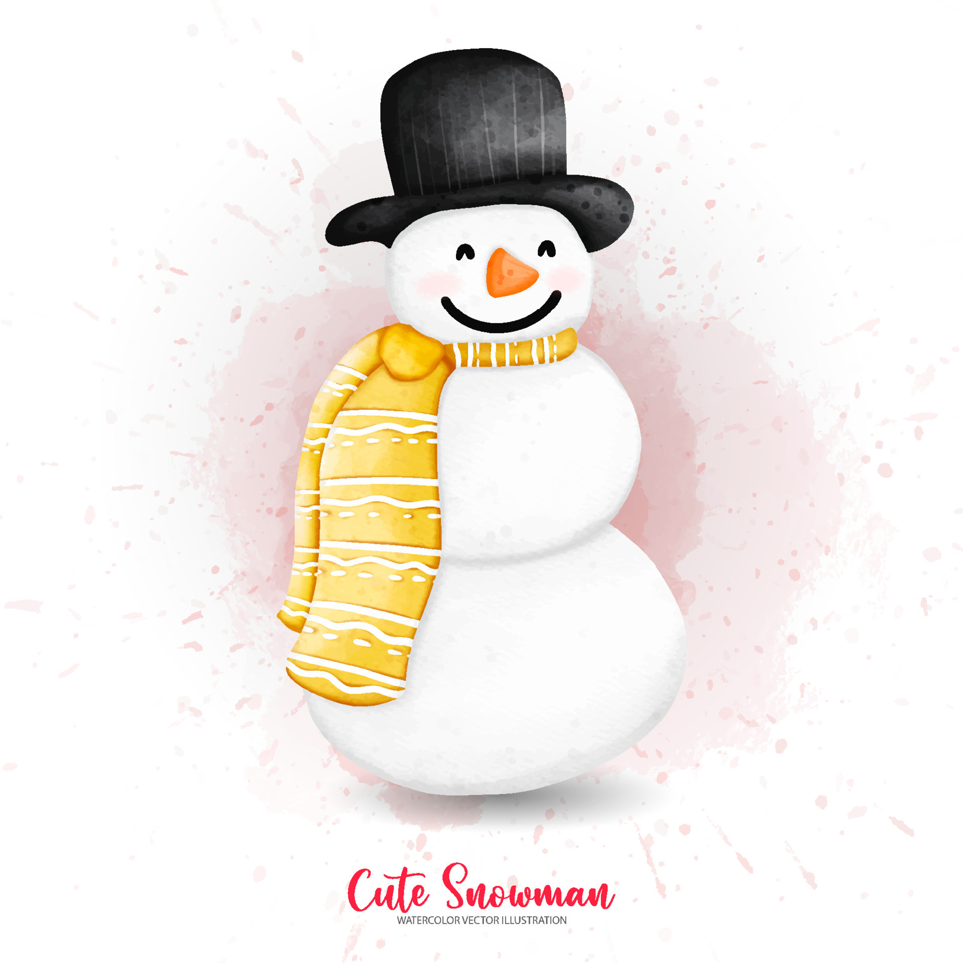 Christmas watercolor winter snowman, Digital paint watercolor ...