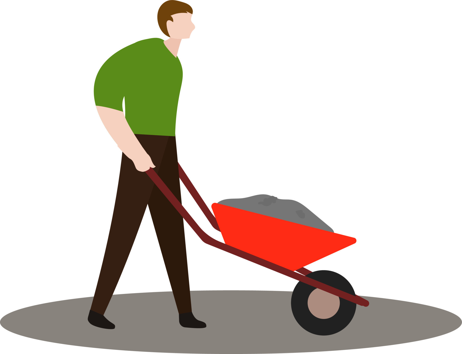 Construction Workers Pushing Sand Carts In The Field Constructor Push Wheel Barrow Vector