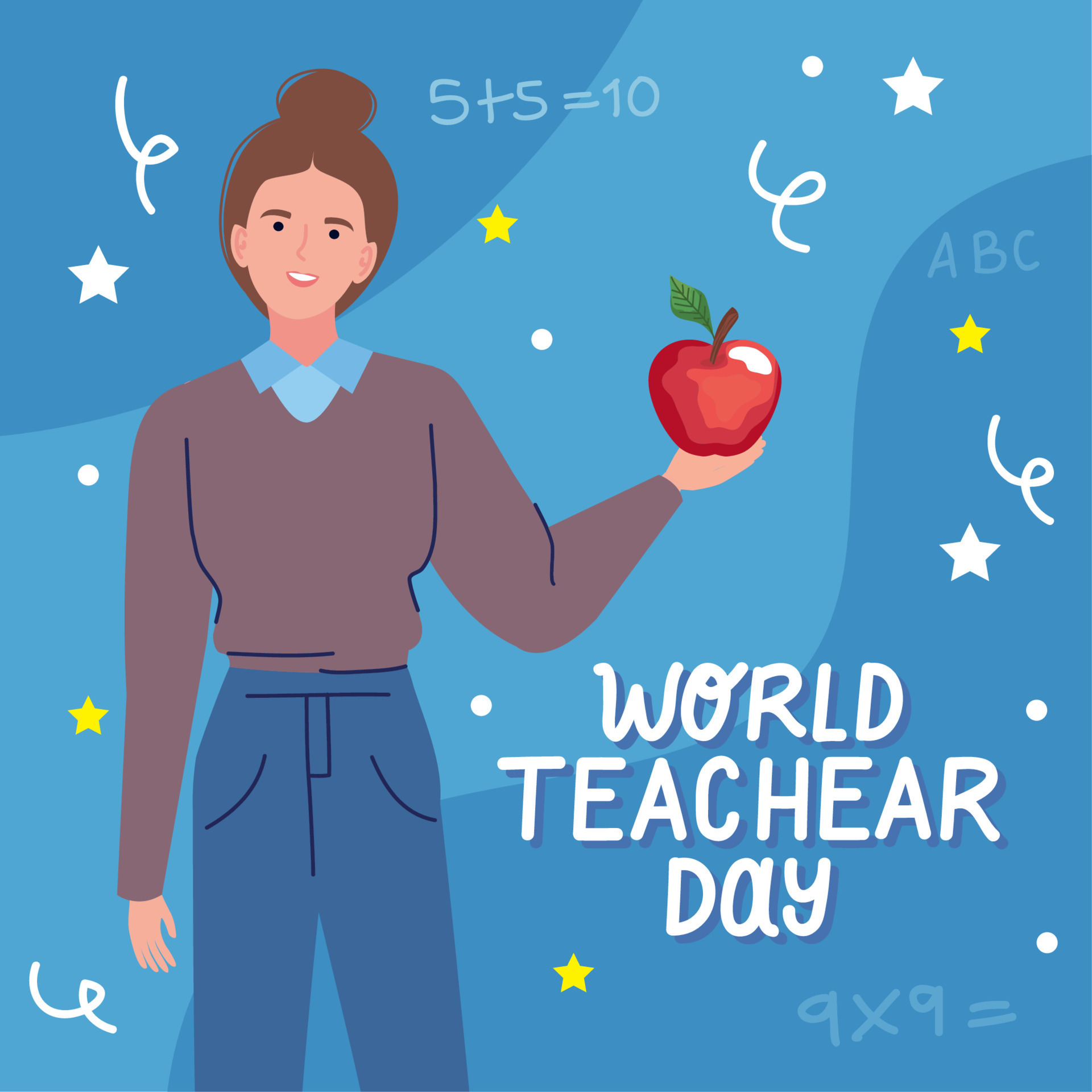 Teachers Day Lettering Poster 11379778 Vector Art At Vecteezy