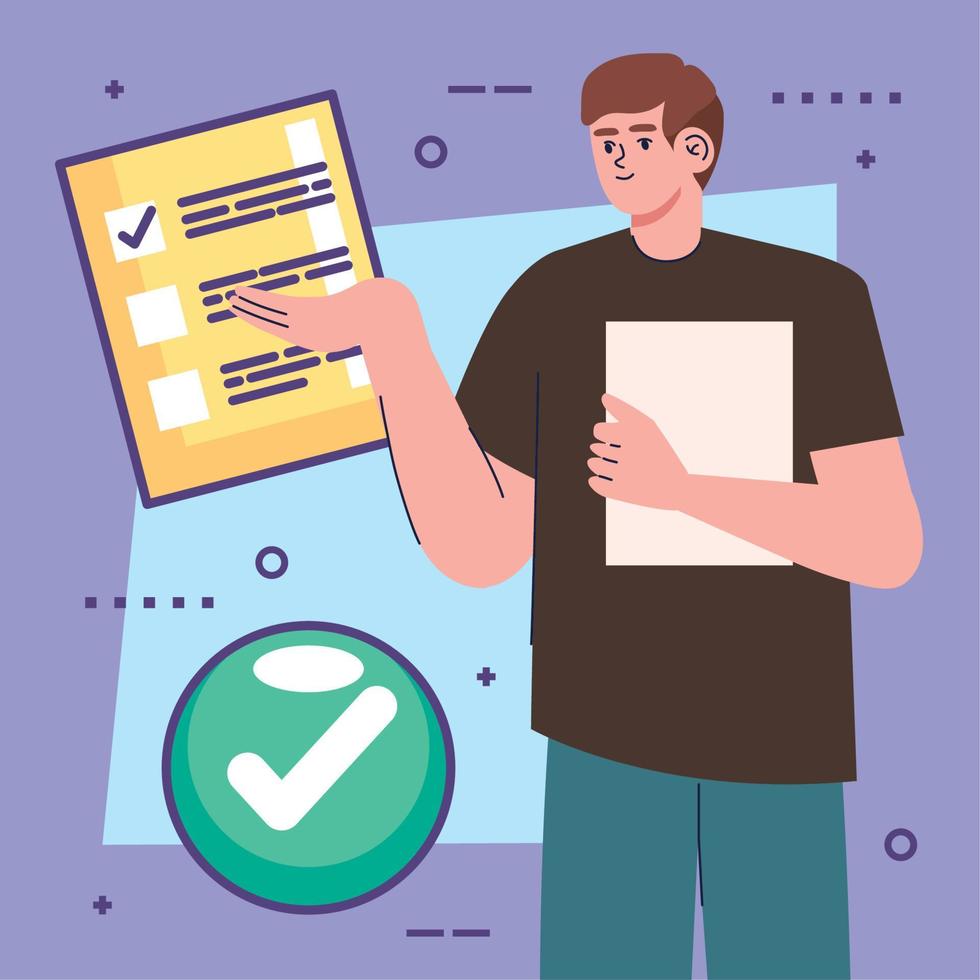 man with checklist 11379780 Vector Art at Vecteezy