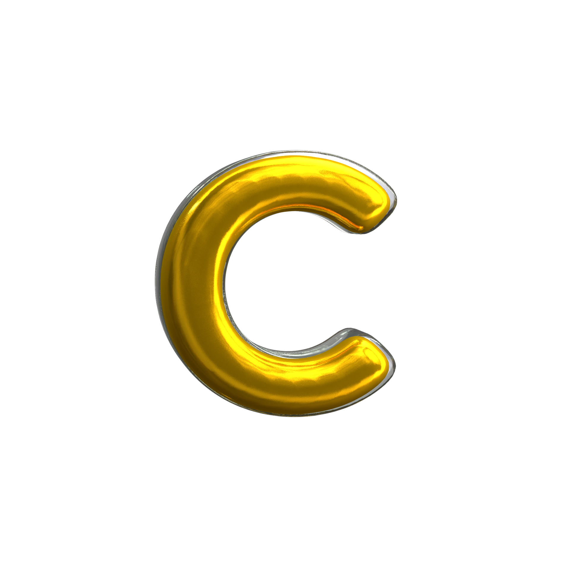 Mental Yellow Letter C 3D Render 11380454 PNG