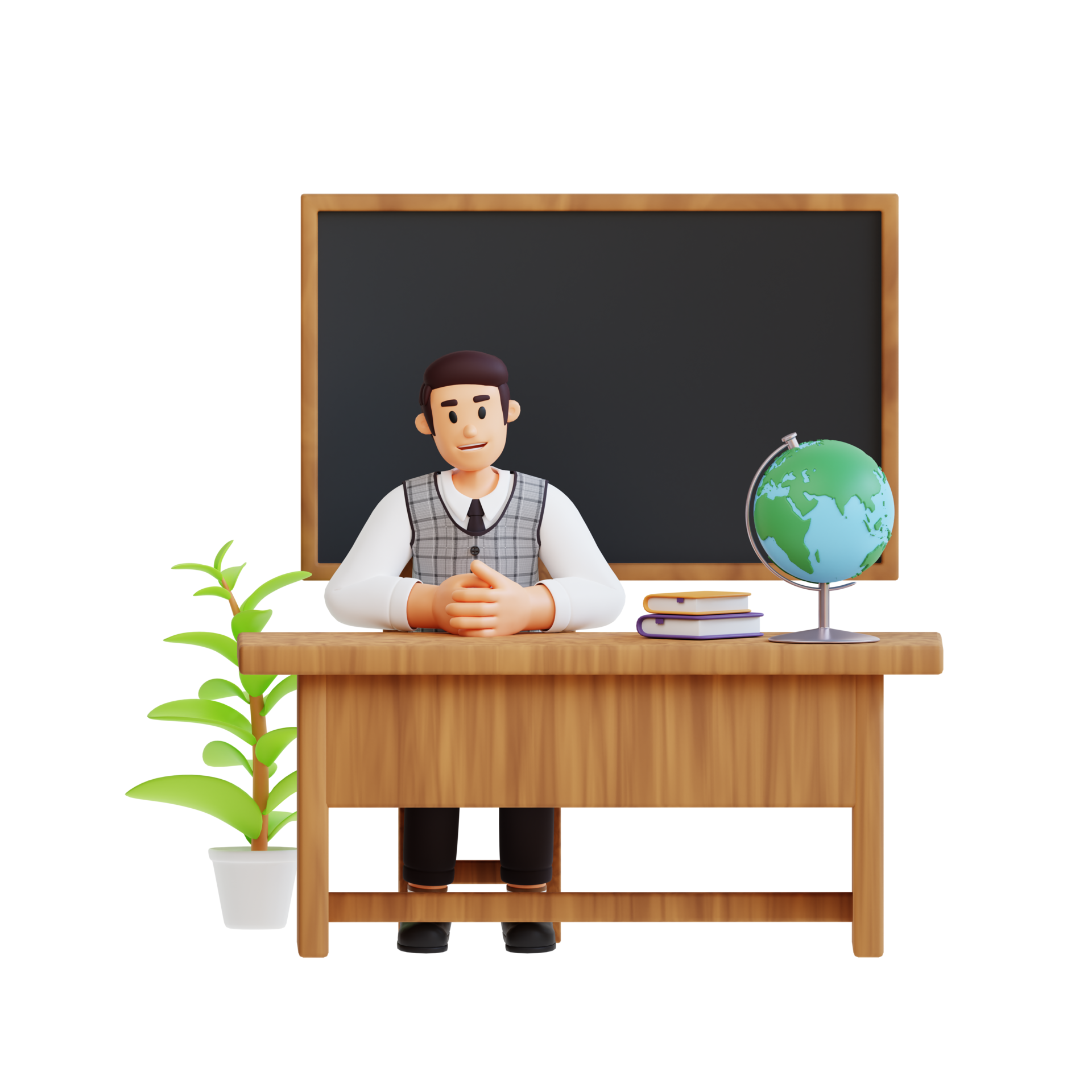 Male Teacher Sitting In The Classroom 3d Character Illustration male-teacher-sitting-in-the-classroom-3d-character-illustration