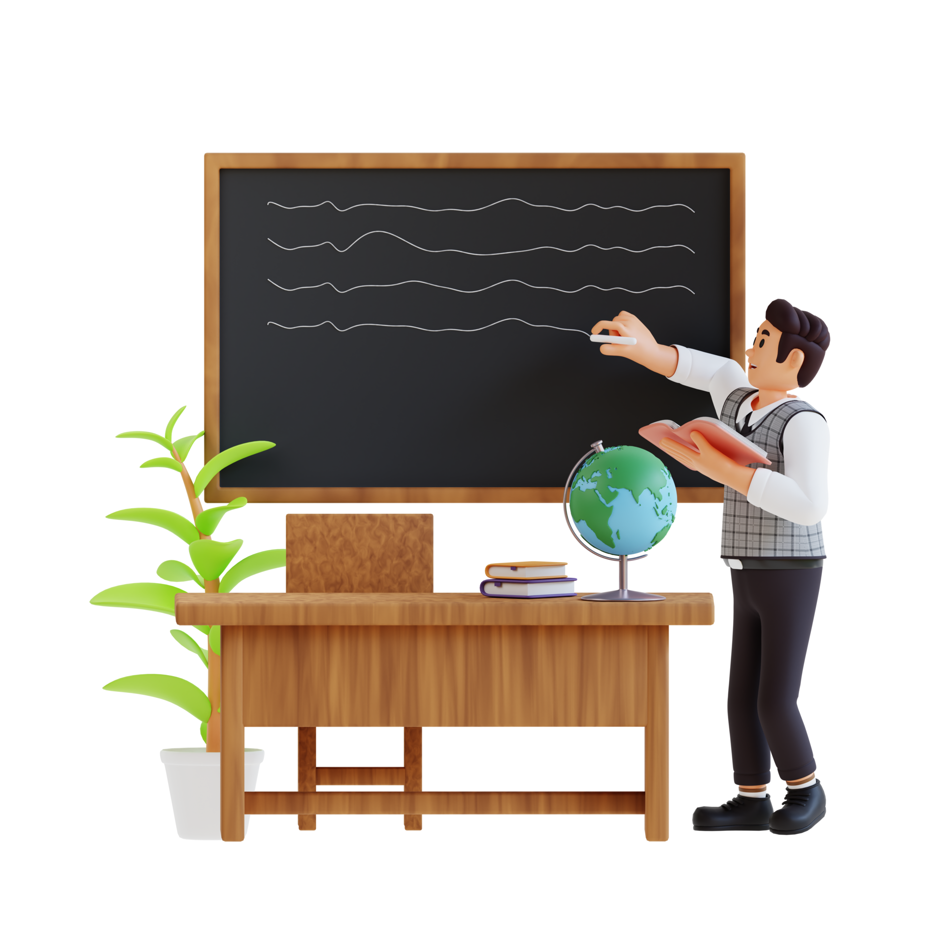 male teacher writing on the blackboard 3d character illustration ... male teacher writing on the blackboard 3d character illustration ...