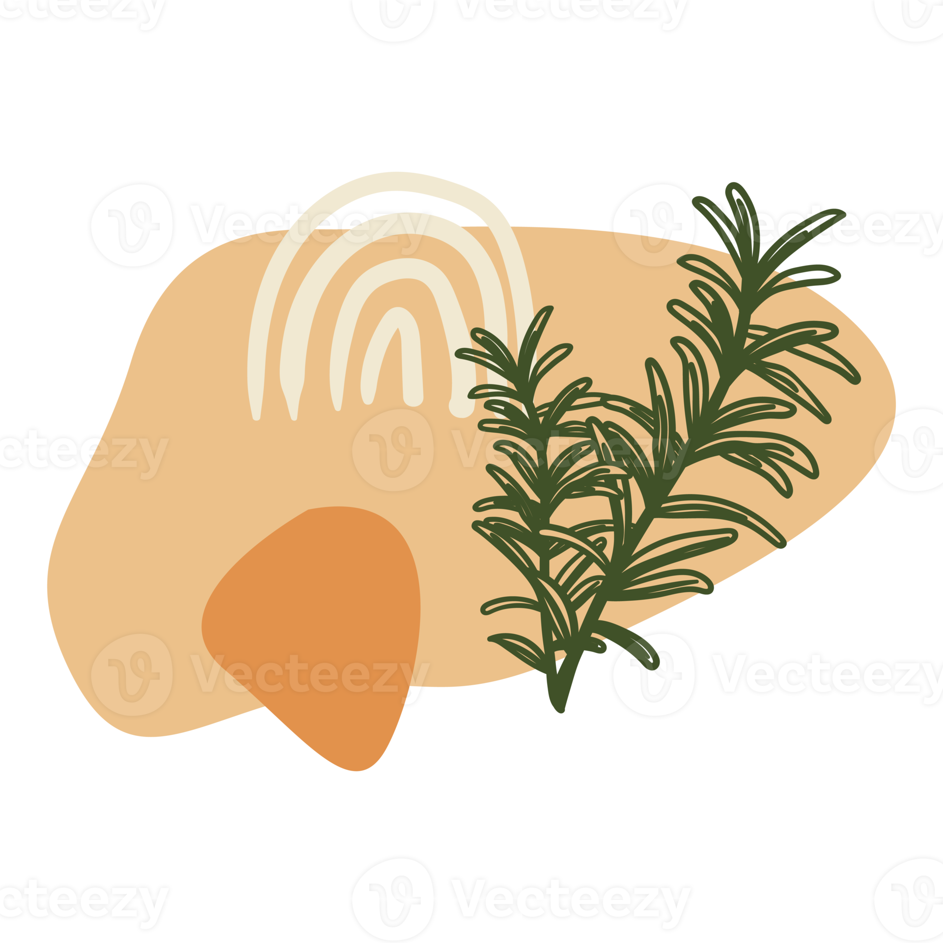 Aesthetic Boho Blob Shape And Outline Flower 11382393 Png