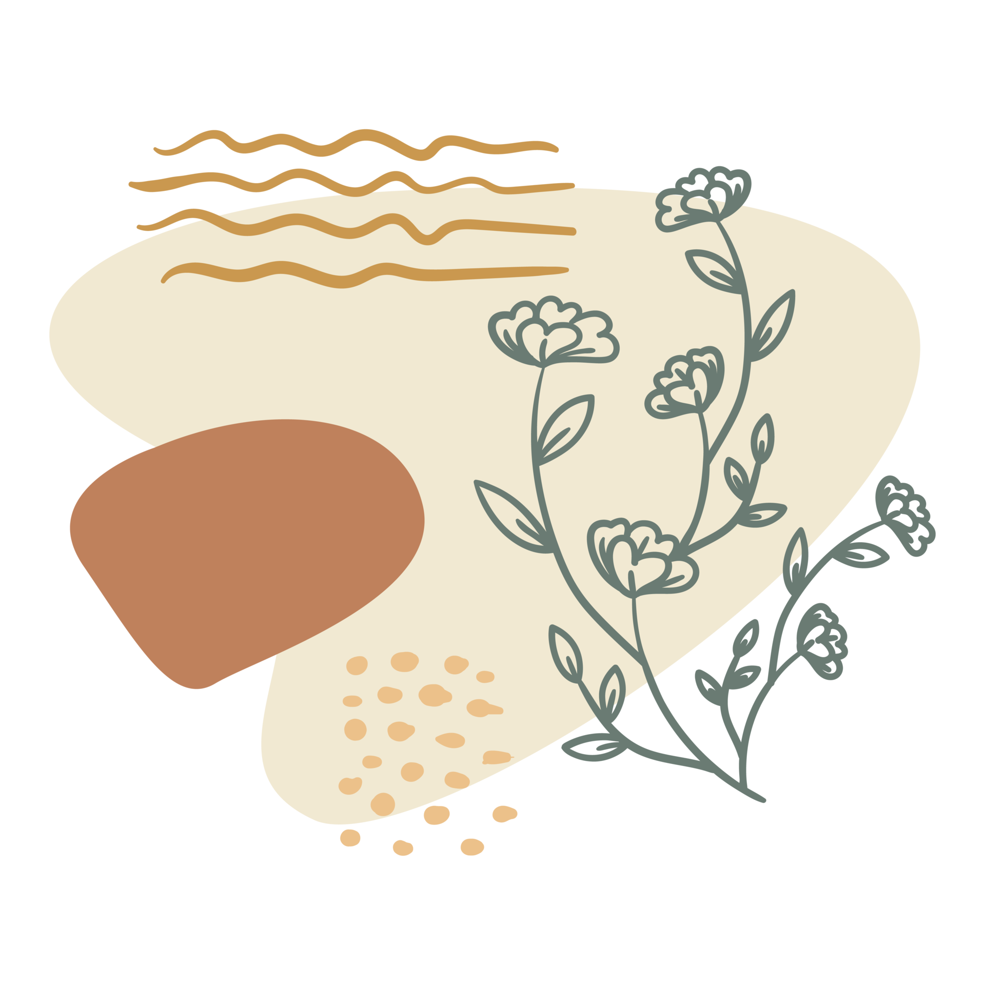 Aesthetic Boho Blob Shape And Outline Flower 11382406 Png