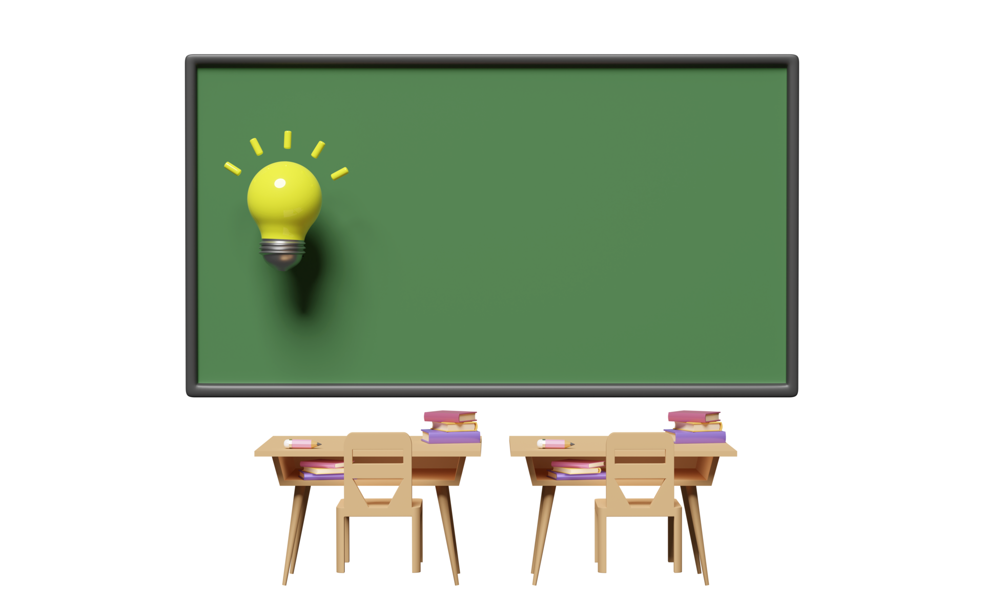 3d green blackboard template with light bulb, wooden school desk ... 3d green blackboard template with light bulb, wooden school desk ...