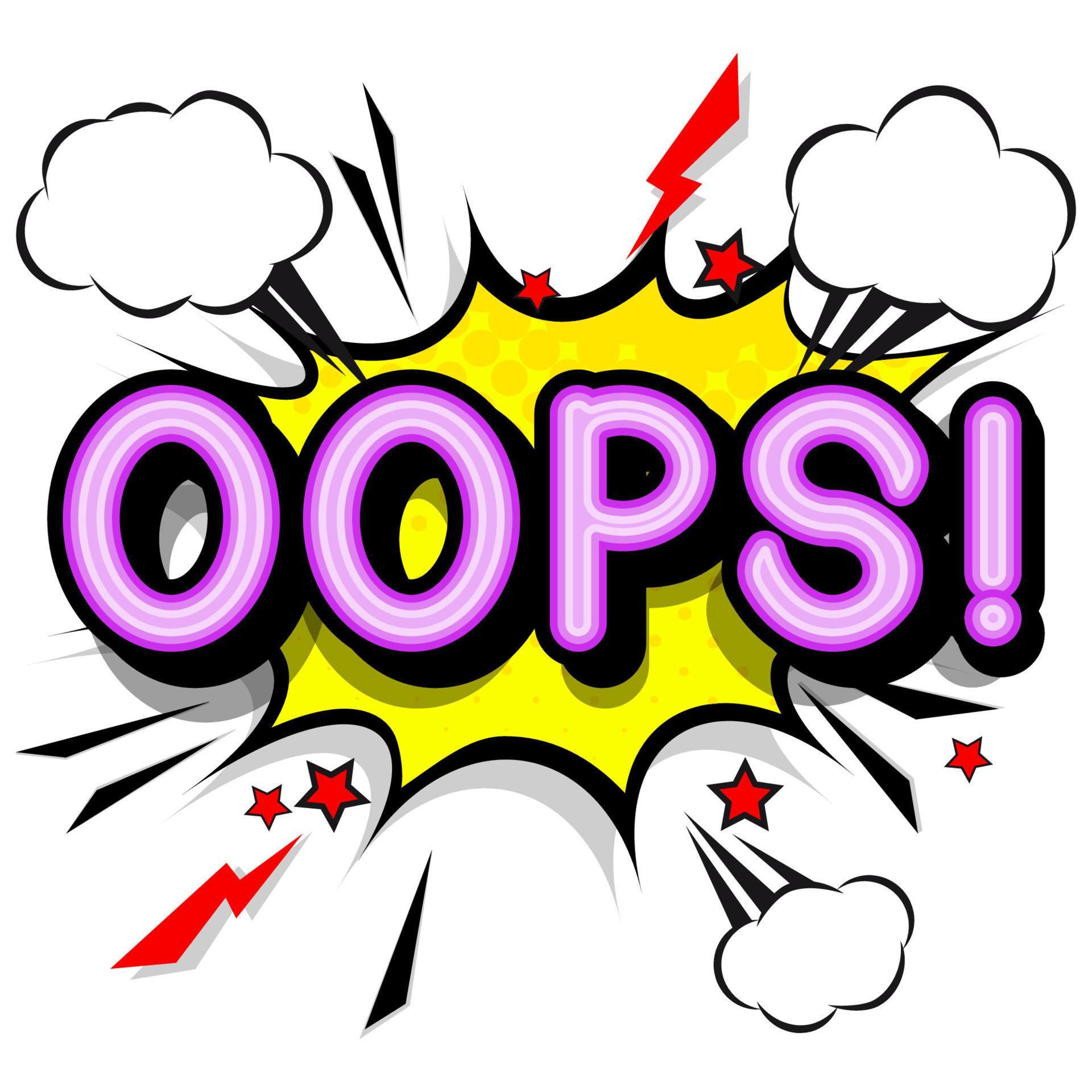 Oops Retro Lettering With Shadows Halftone Pattern On Retro Poster Background Vector Bright