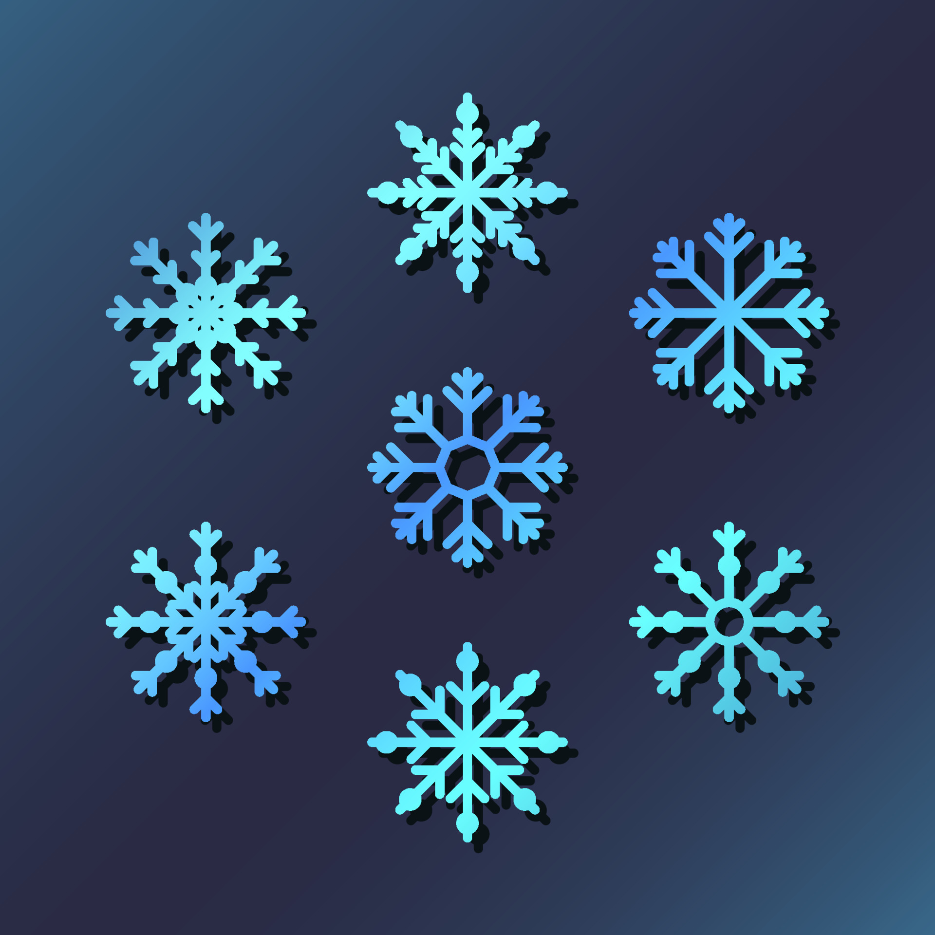 set of gradient blue snowflakes vector illustration 11395064 Vector Art ...