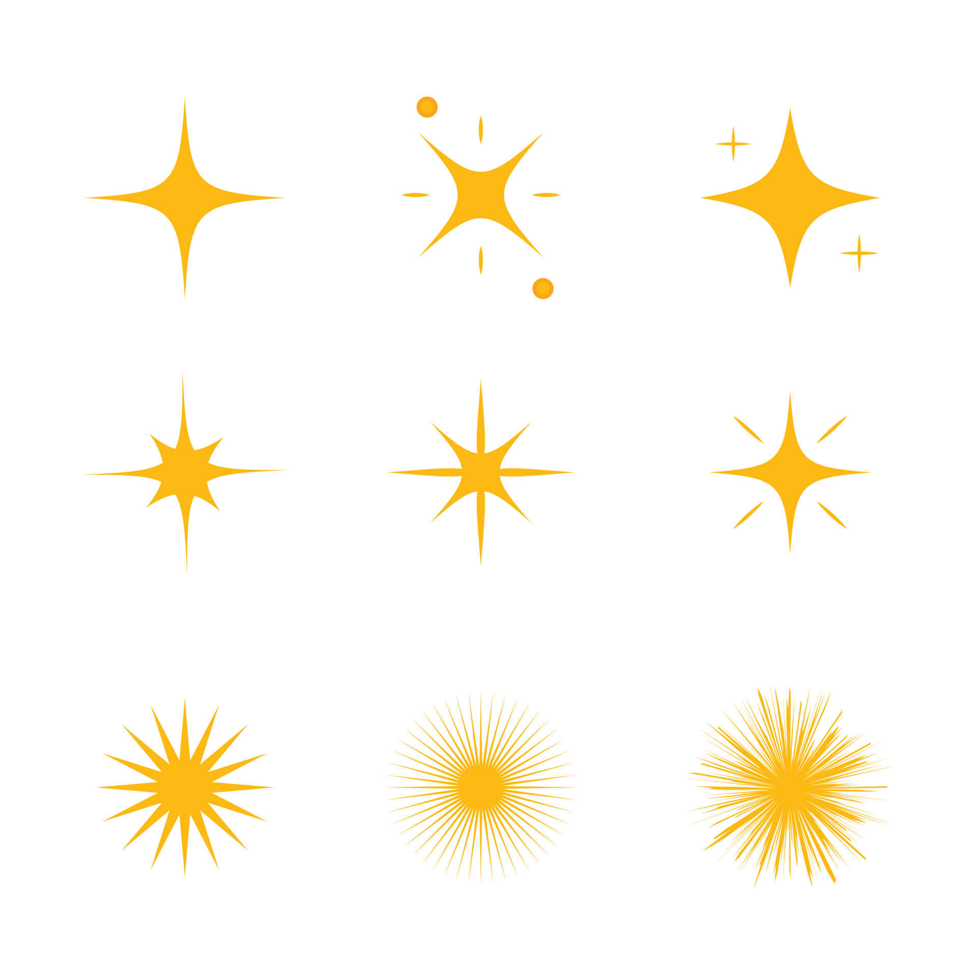 Set of sparking star. Icon and symbol. Starry vector illustration isolated on white background ...