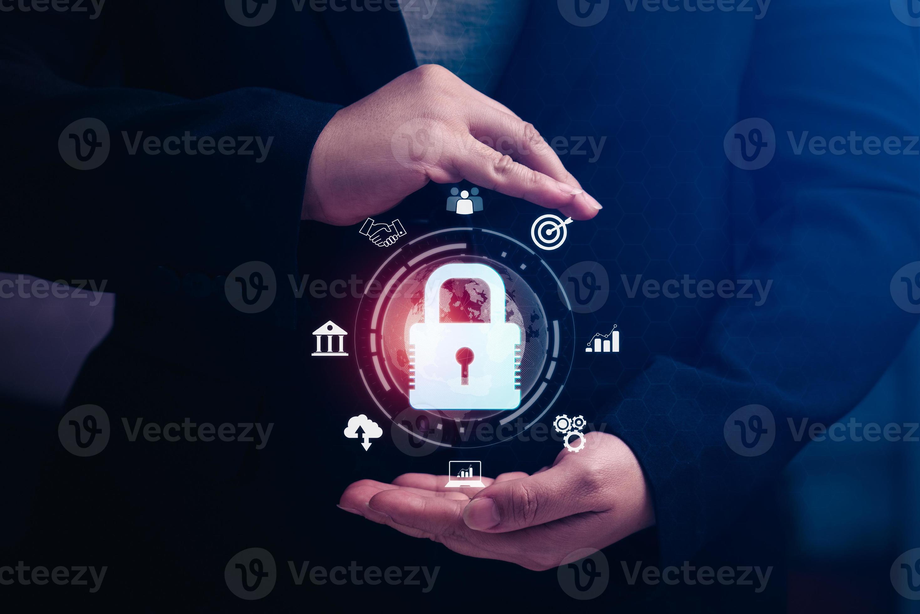 Cybersecurity And Privacy Concepts To Protect Data Businessman Preventing Data Hacking And