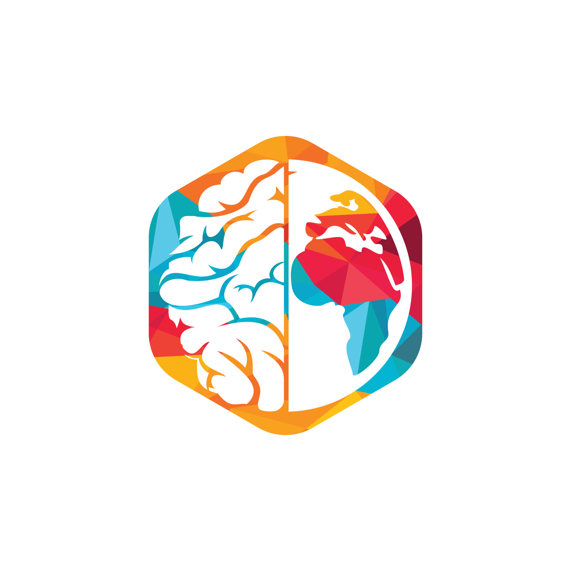 World brain vector logo template. Smart world logo symbol design ...