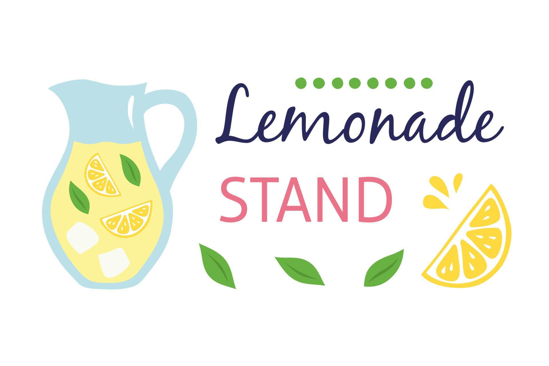 Vector illustration with lemonade srand text horizontal banner in a hand-drawn style. Sgn or ...