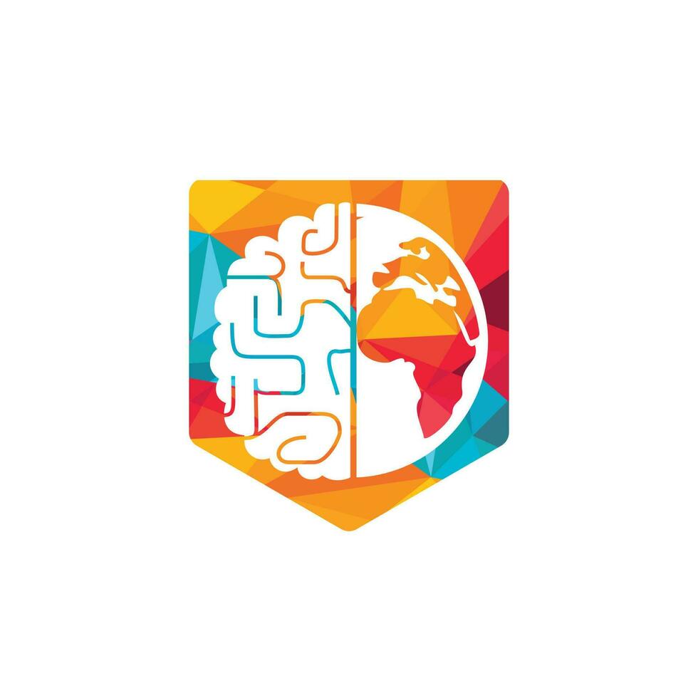 World brain vector logo template. Smart world logo symbol design ...