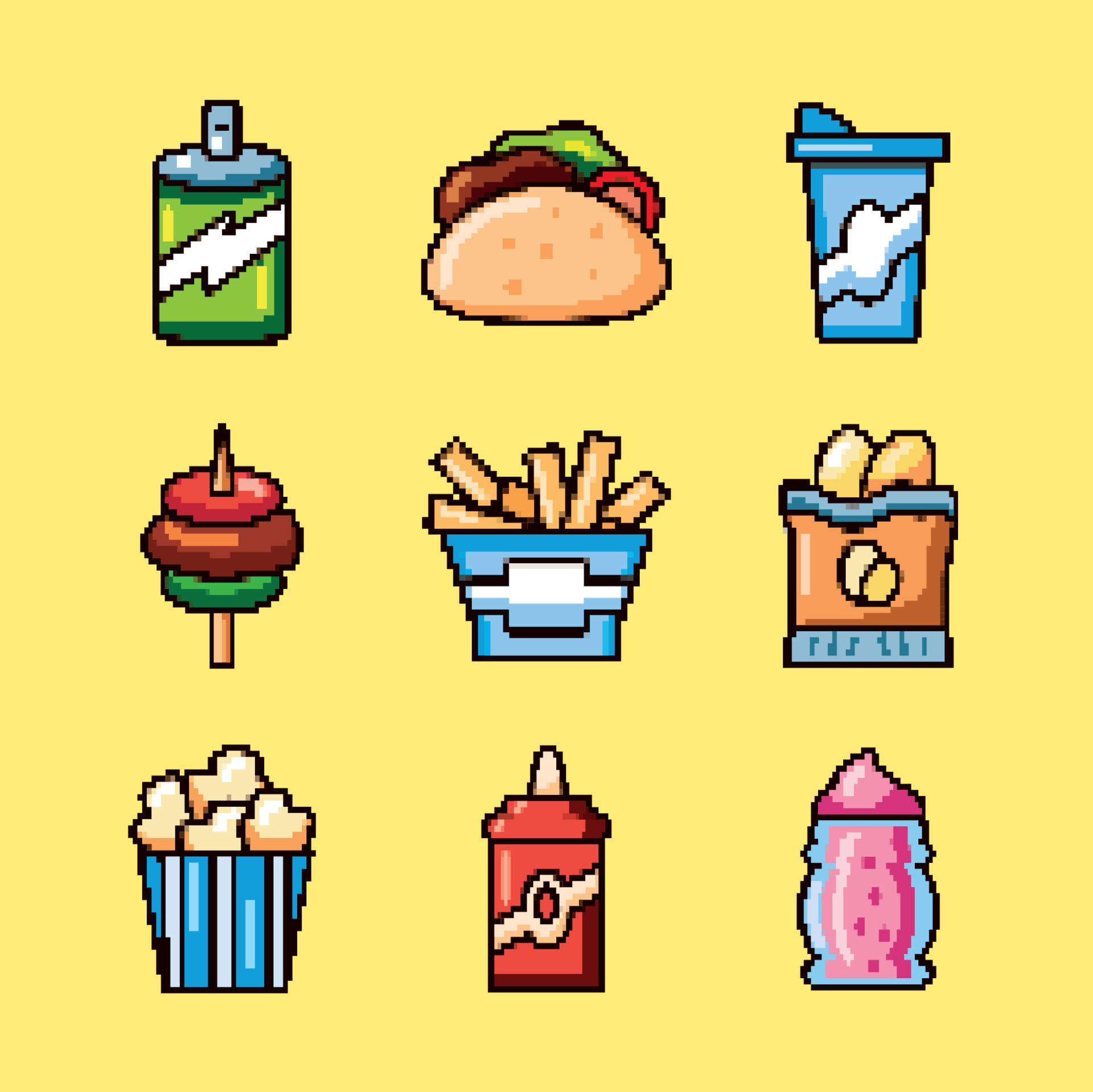 fast food pixel art 11407454 Vector Art at Vecteezy fast food pixel art 11407454 Vector Art at Vecteezy