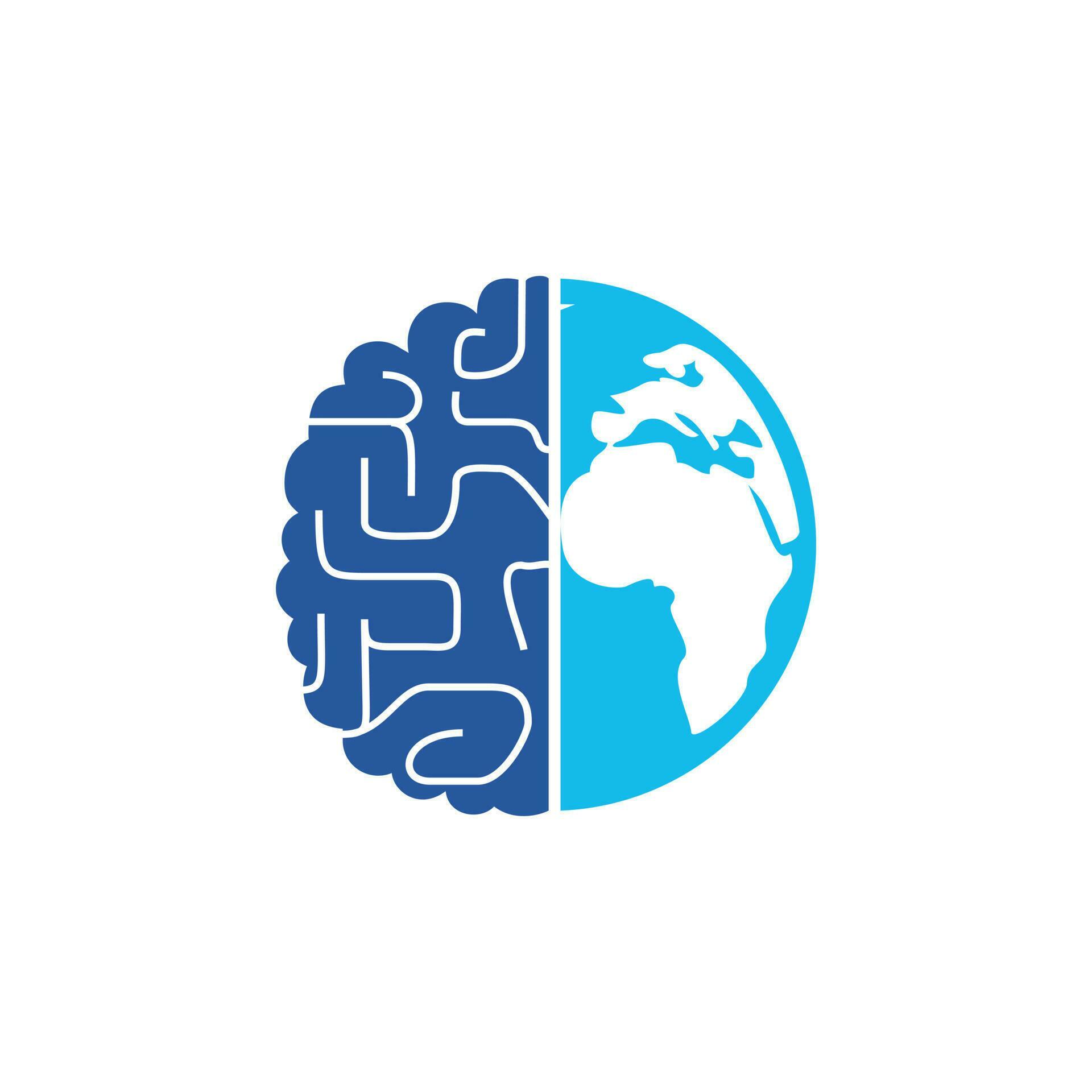World brain vector logo template. Smart world logo symbol design ...