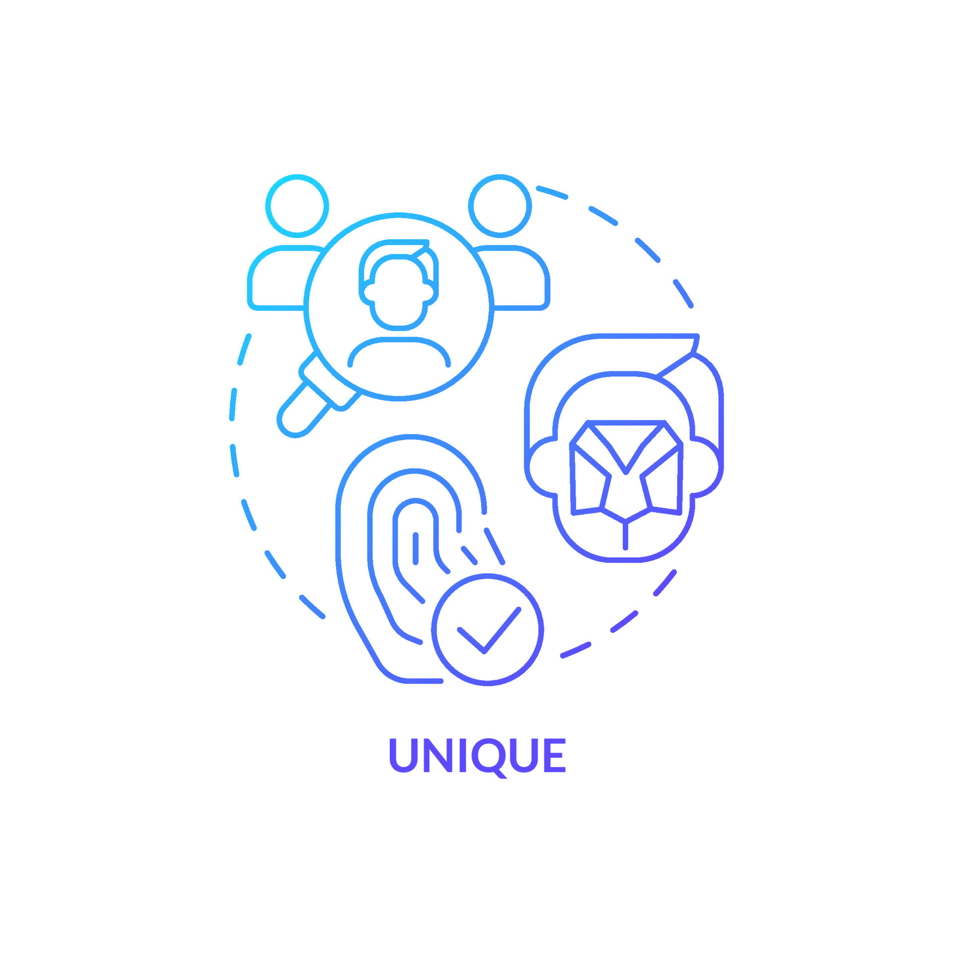 Unique blue gradient concept icon. Biometric data benefit abstract idea ...