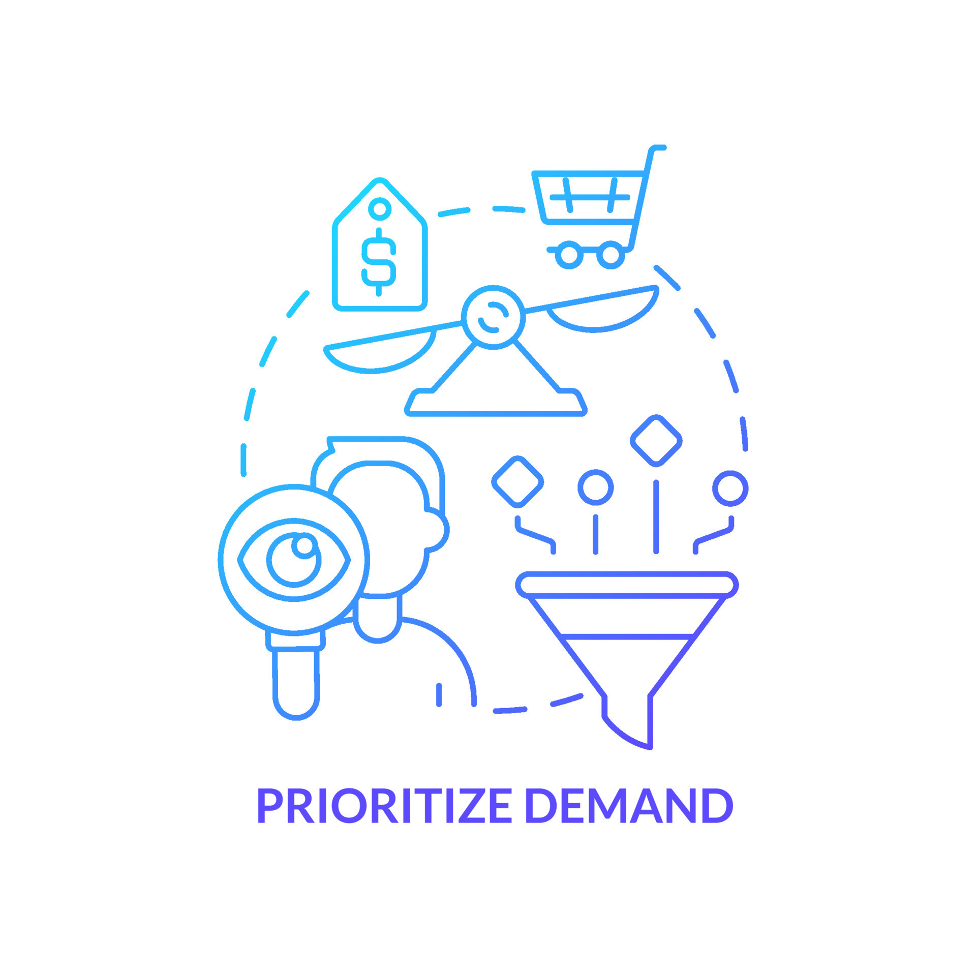 Prioritize demand blue gradient concept icon. Business analytics ...