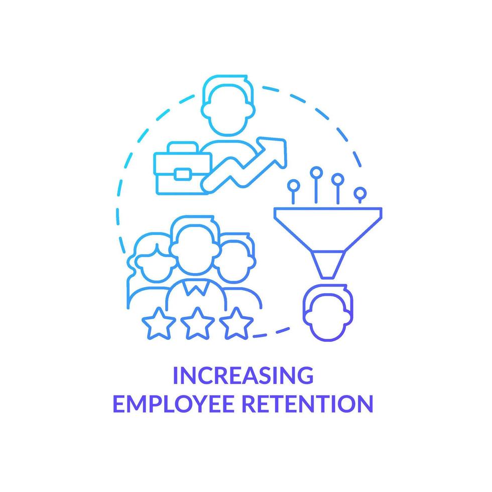 Increasing employee retention blue gradient concept icon. Successful ... Increasing employee retention blue gradient concept icon. Successful ...