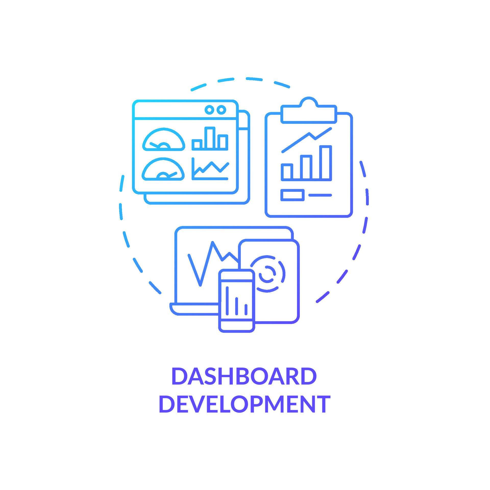 Dashboard Development Blue Gradient Concept Icon Business Intelligence Example Abstract Idea