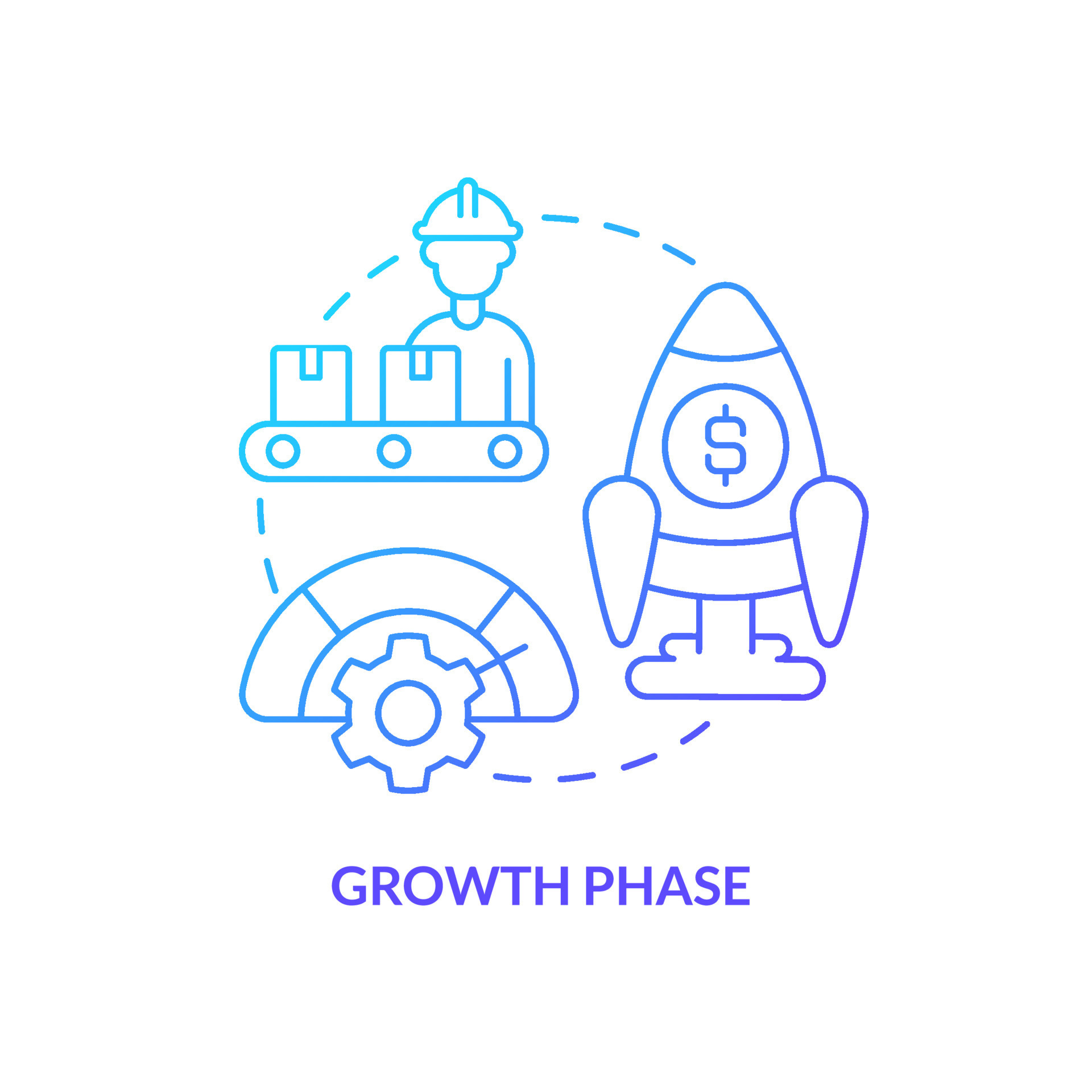 Growth Phase Blue Gradient Concept Icon Improvement Business Development Stage Of Product