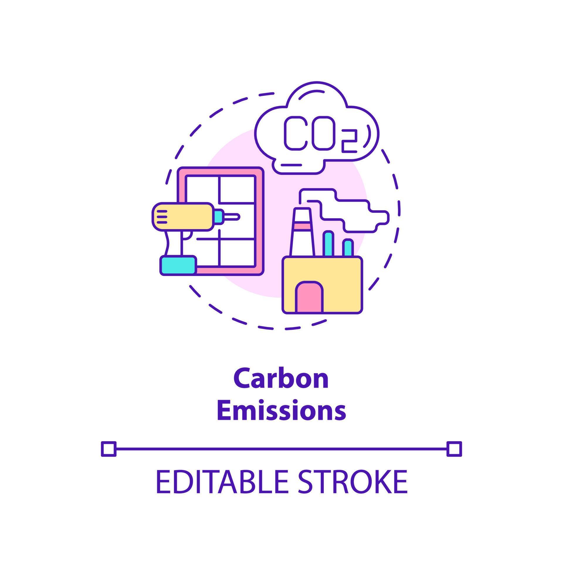 Carbon emissions concept icon. ZEB drawback abstract idea thin line illustration. High global ...