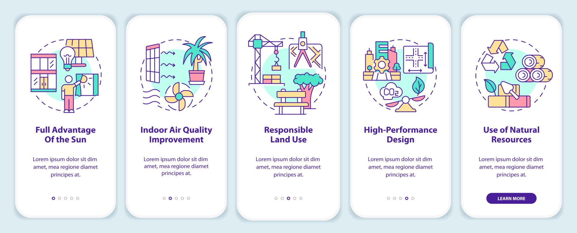 Sustainable Architecture Principles Onboarding Mobile App Screen