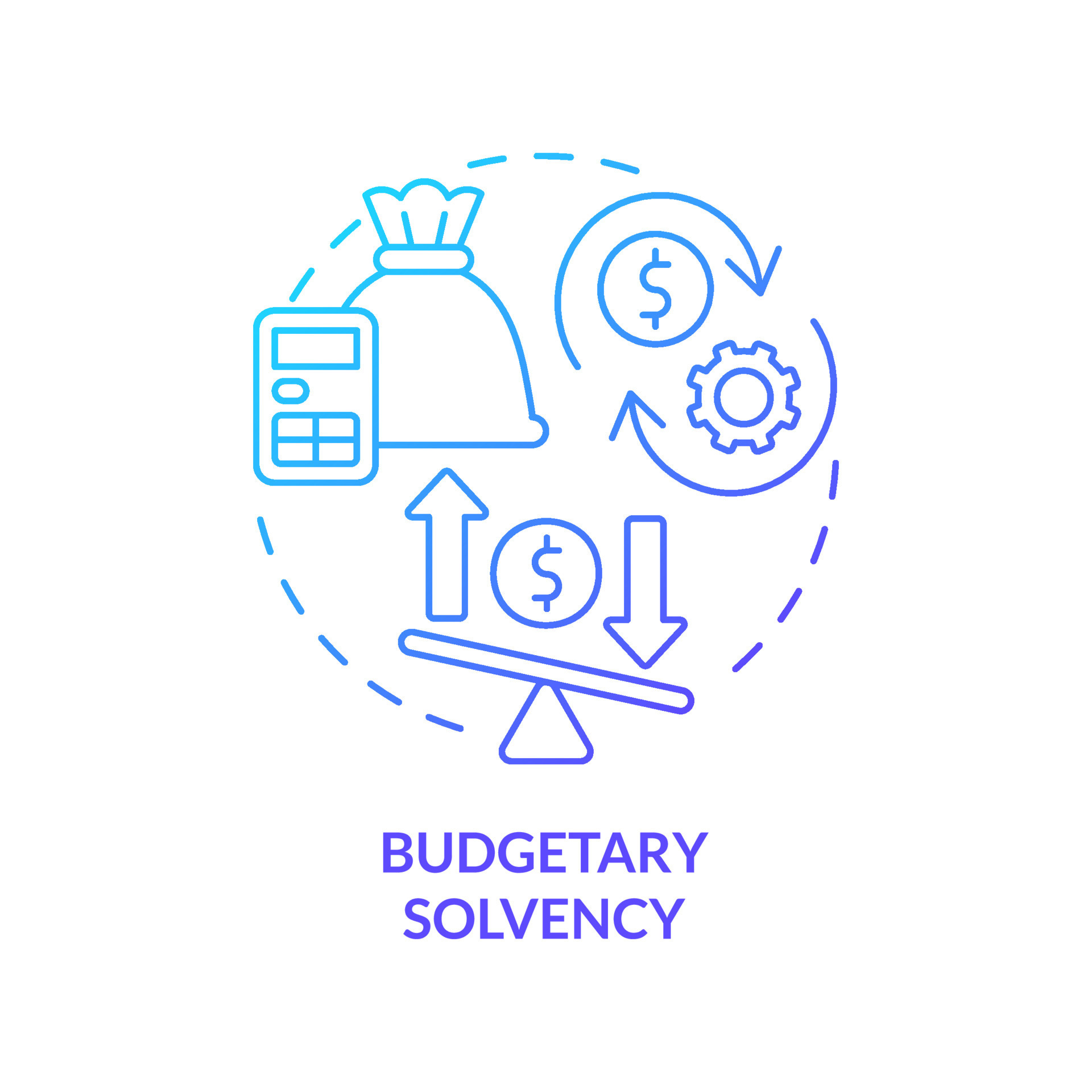 Budgetary solvency blue gradient concept icon. Generating revenue and ... Budgetary solvency blue gradient concept icon. Generating revenue and ...