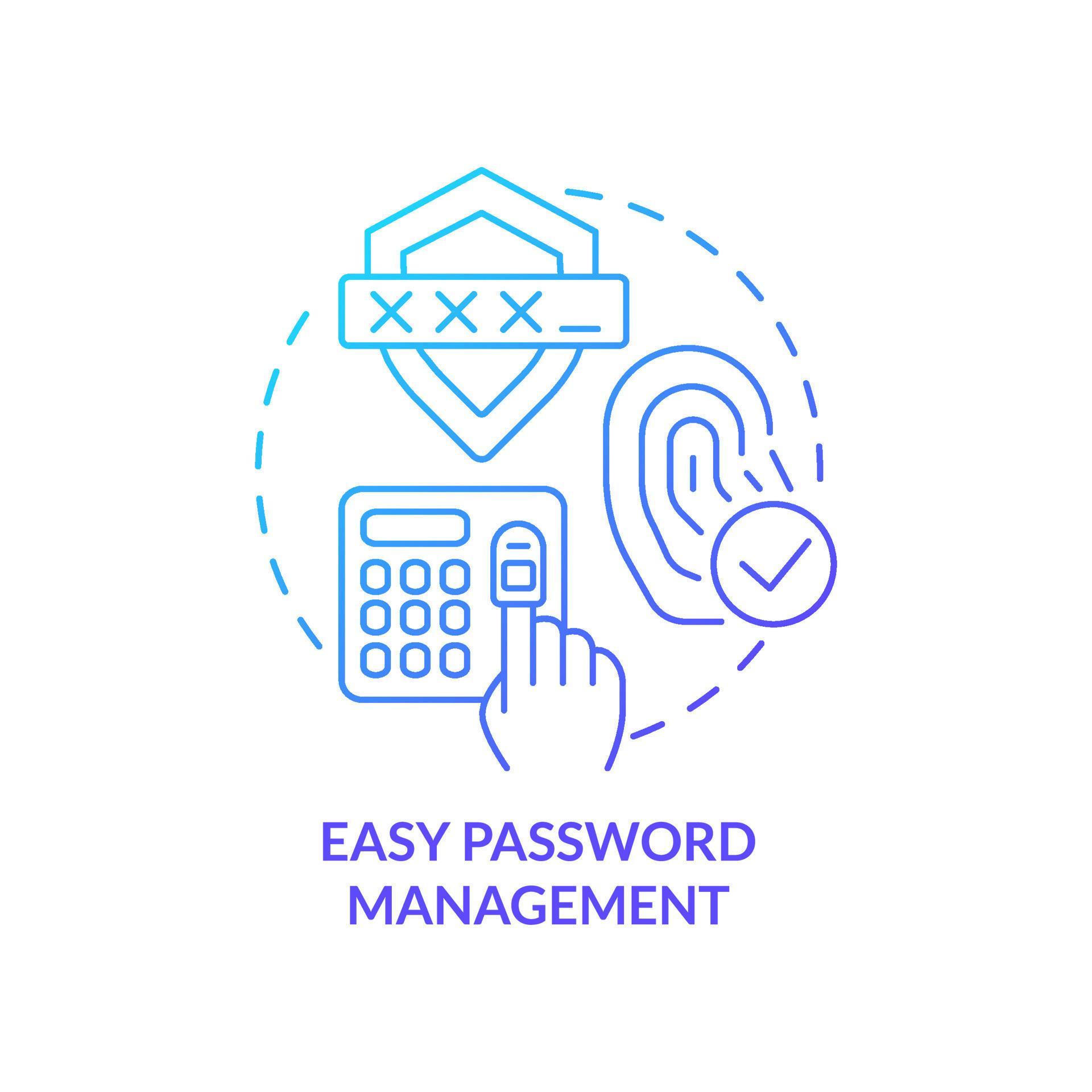 Easy Password Management Blue Gradient Concept Icon Biometric Authentication Benefit Abstract