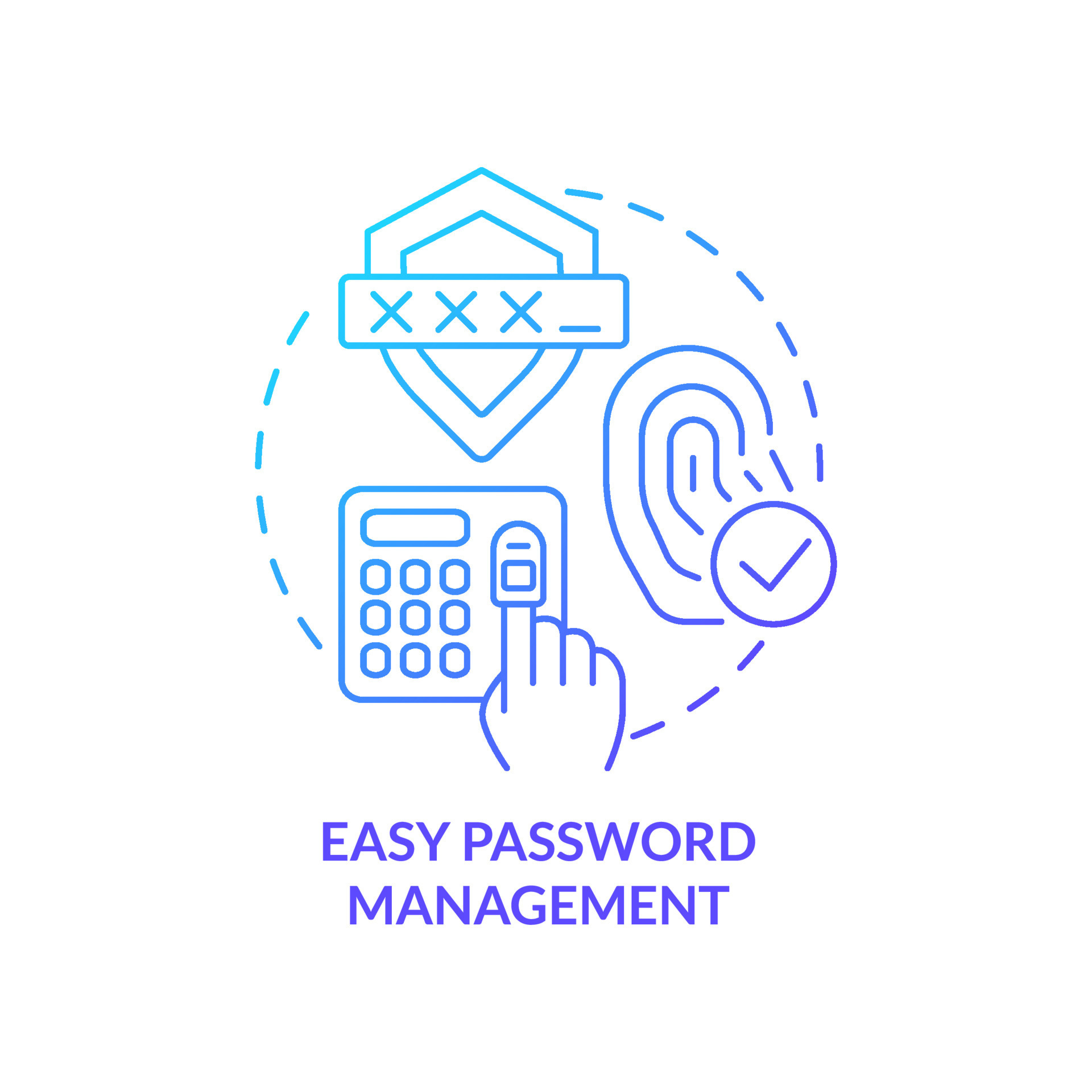 Easy Password Management Blue Gradient Concept Icon Biometric