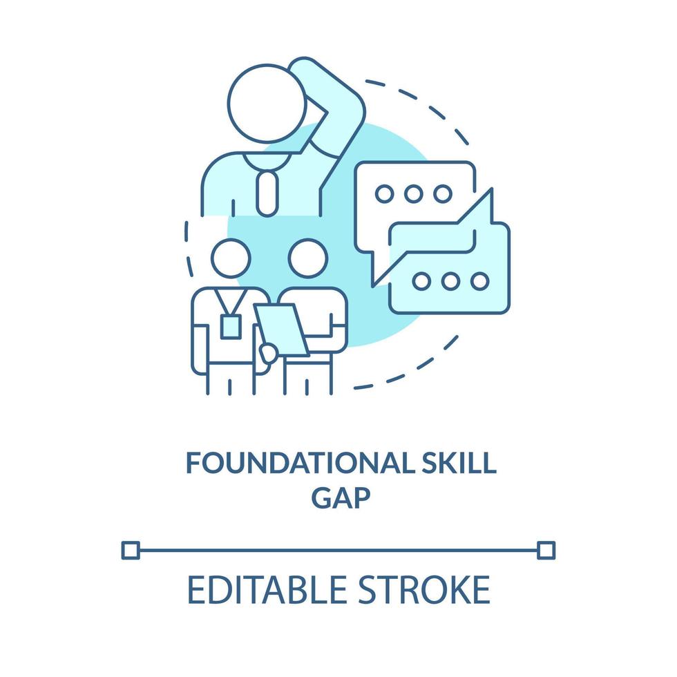 Foundational skill gap turquoise concept icon. Soft skills absence. Higher education abstract ...
